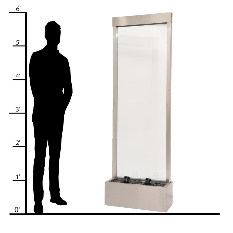 Latitude Run® Stanya Glass & Stainless Steel Waterfall Fountain w/ LED ...