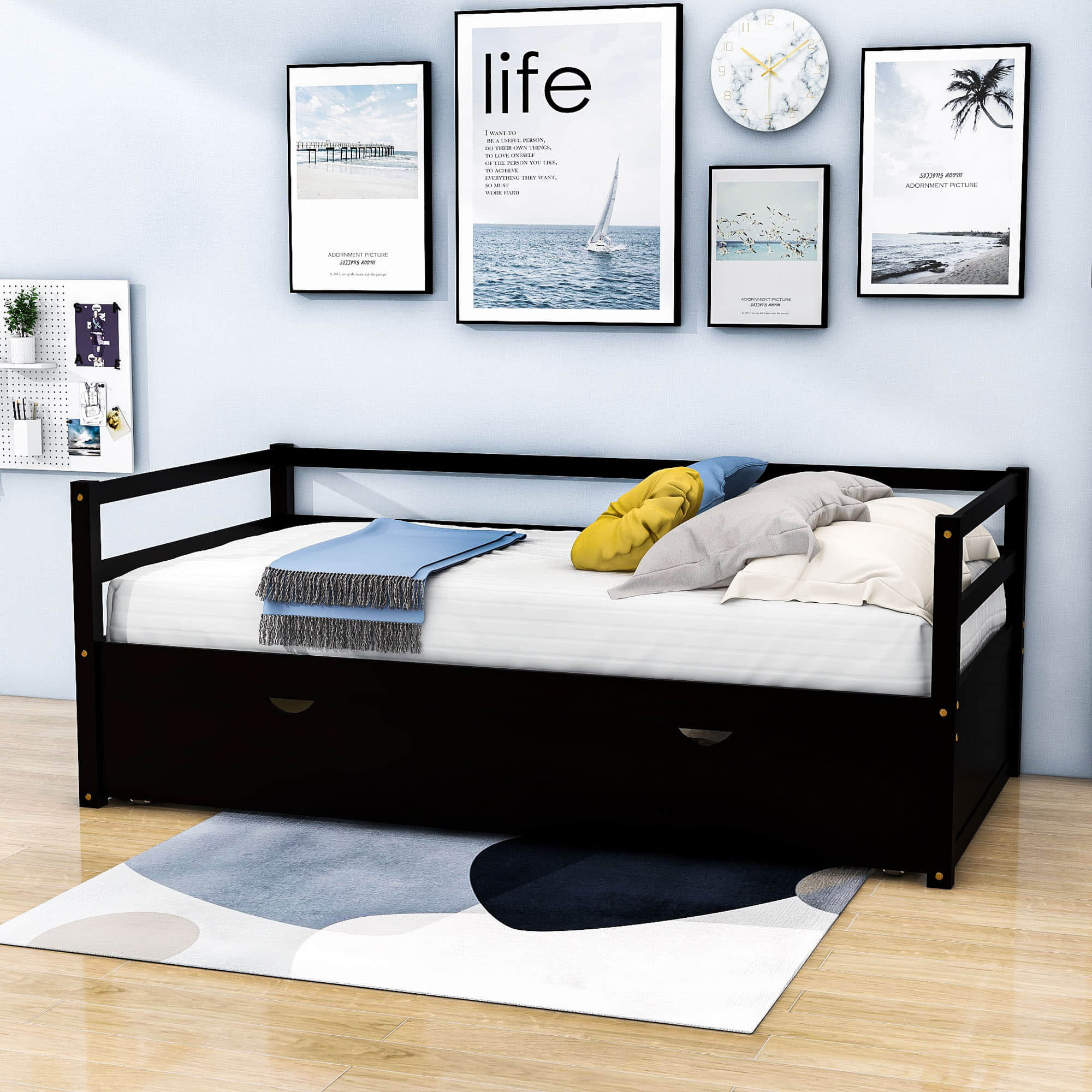 Harriet Bee Ekaoluchuku Twin Size Wood Daybed with Trundle | Wayfair