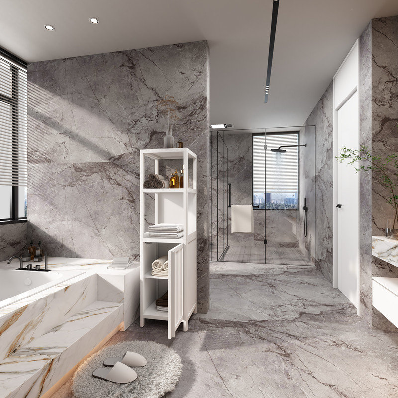 George Oliver Tall Bamboo Linen Tower Storage Cabinet - Space-Saving ...