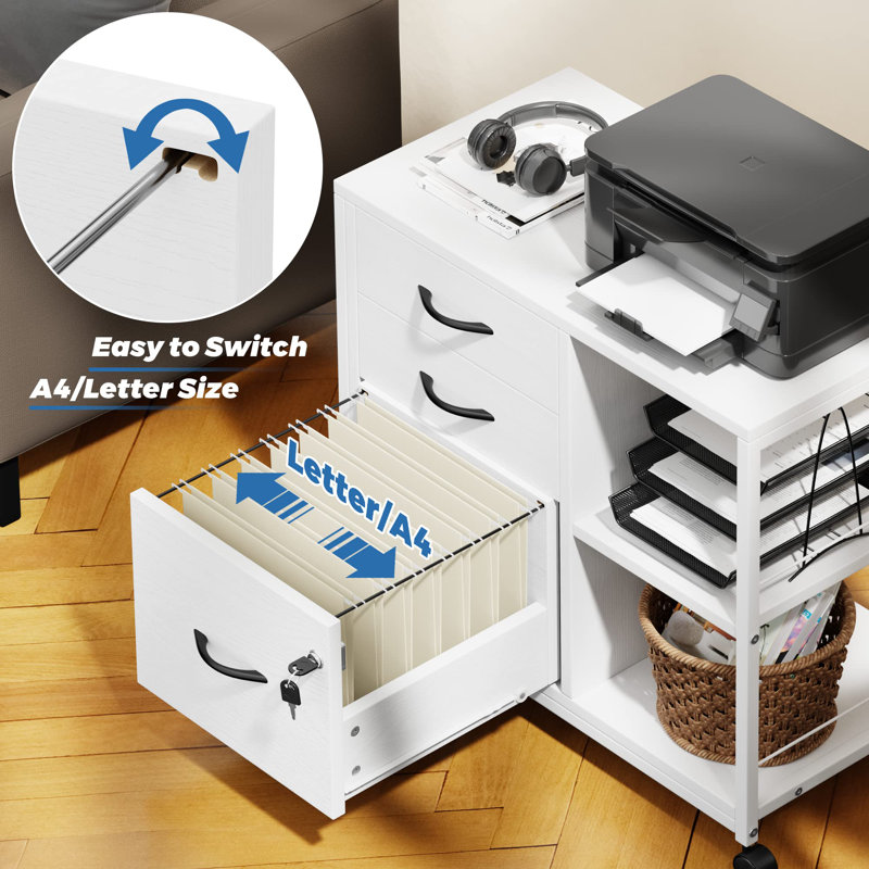 Ebern Designs Clella 29.52'' Wide 3 -Drawer Mobile File Cabinet with ...