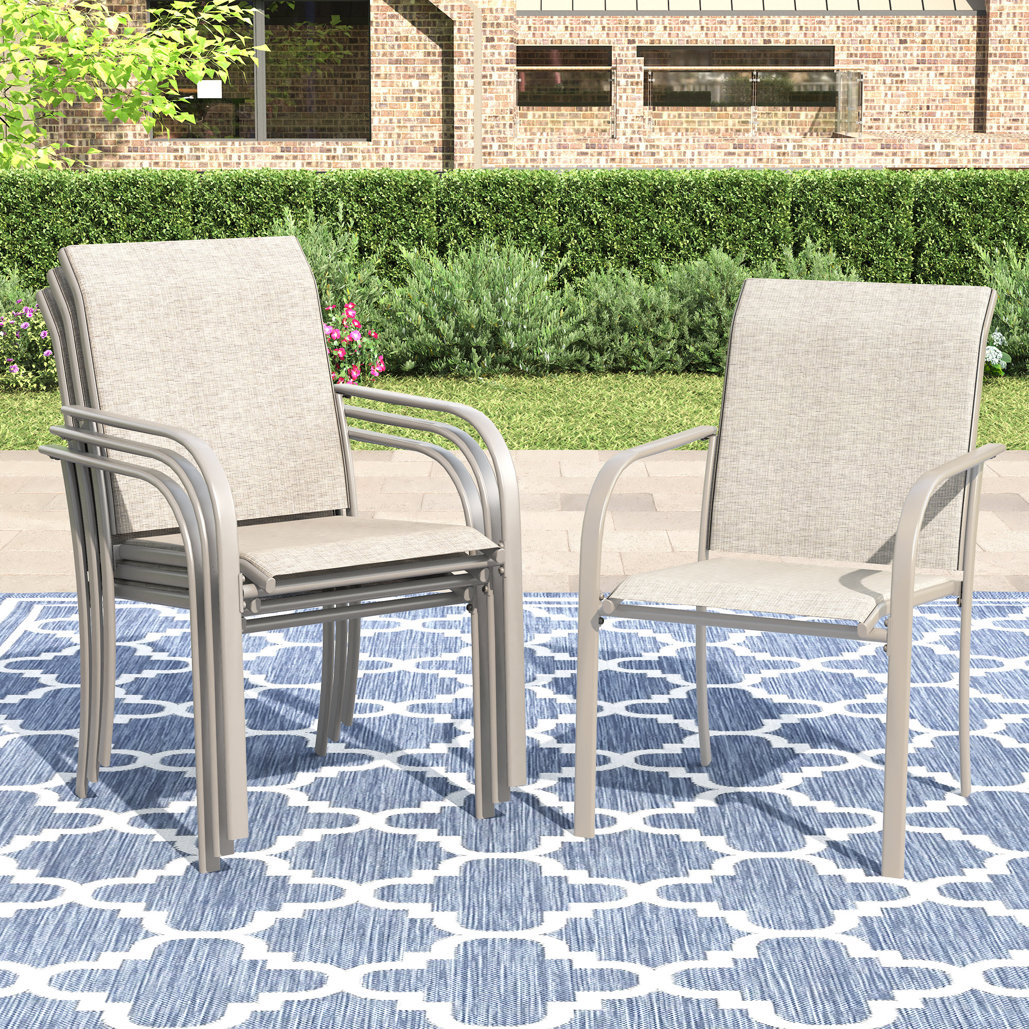 Winston Porter Outdoor Stackable Patio Dining Chairs & Reviews | Wayfair