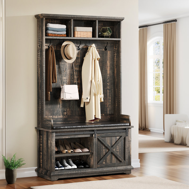 The Twillery Co.® Newenton Hall Tree 39.4'' Wide with Bench and Shoe ...