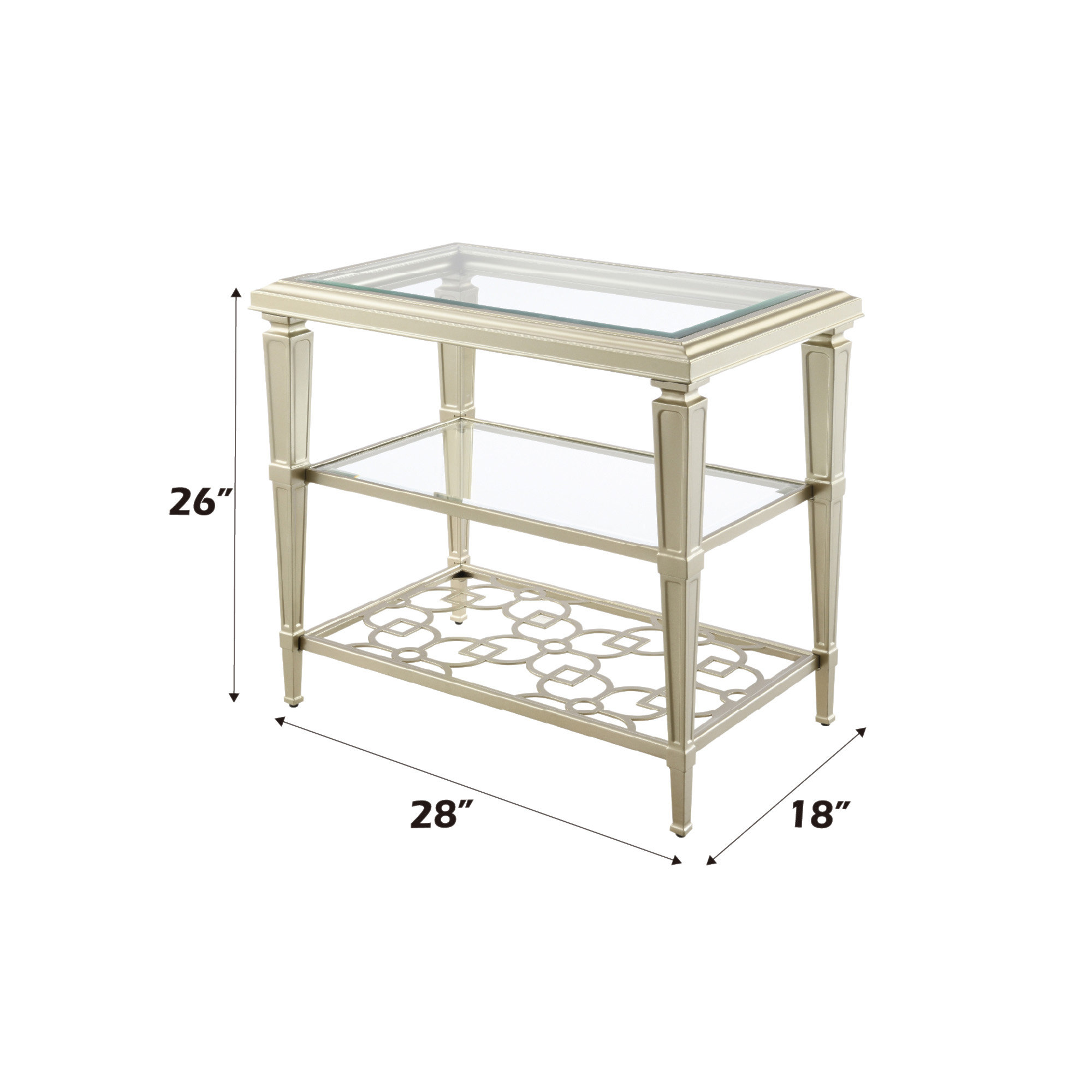 Rosdorf Park ACME Zaba End Table, Glass & Champagne Finish LV02786 ...