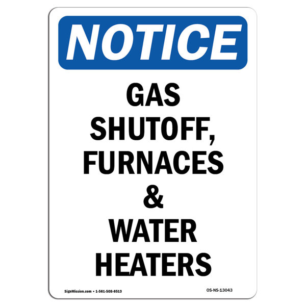 SignMission Gas Shutoff Furnaces and Water Heaters Sign | Wayfair