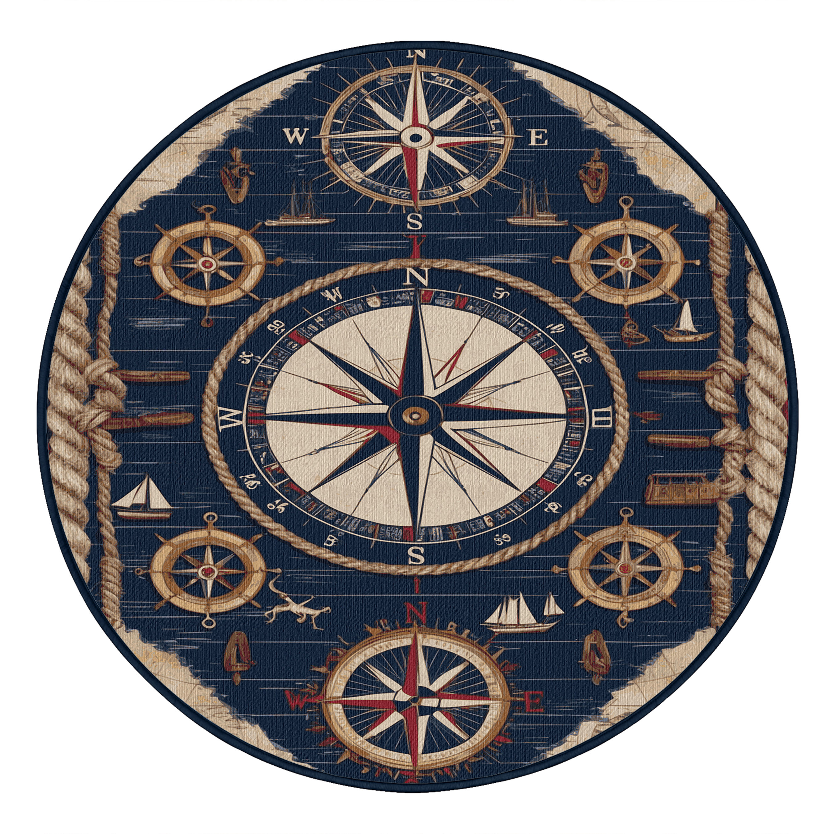 Longshore Tides Washable Maritime Navigation Nautical Area Rug | Wayfair