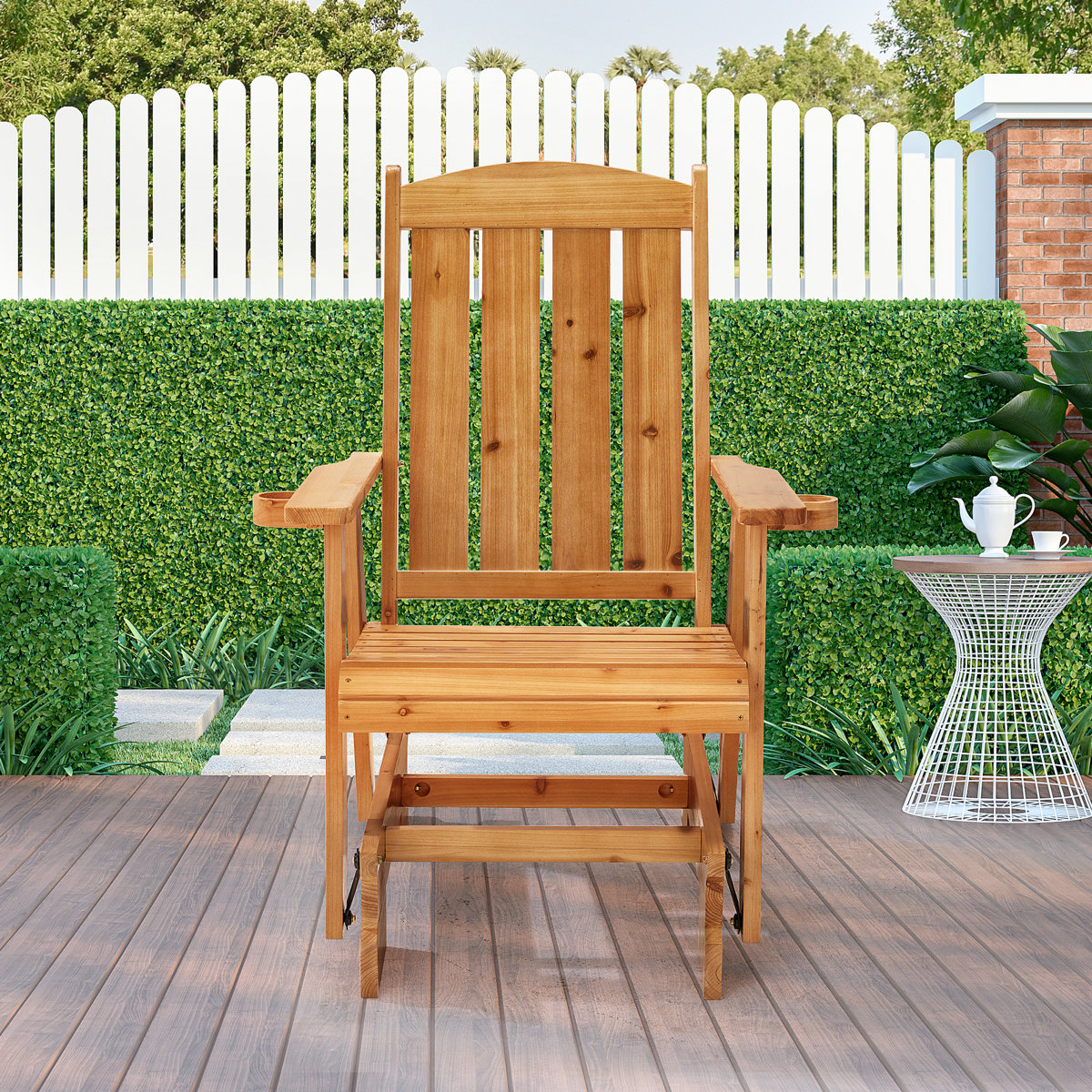 Winston Porter Heavy Duty 600 Lb High Back Roll Back Treated Glider ...