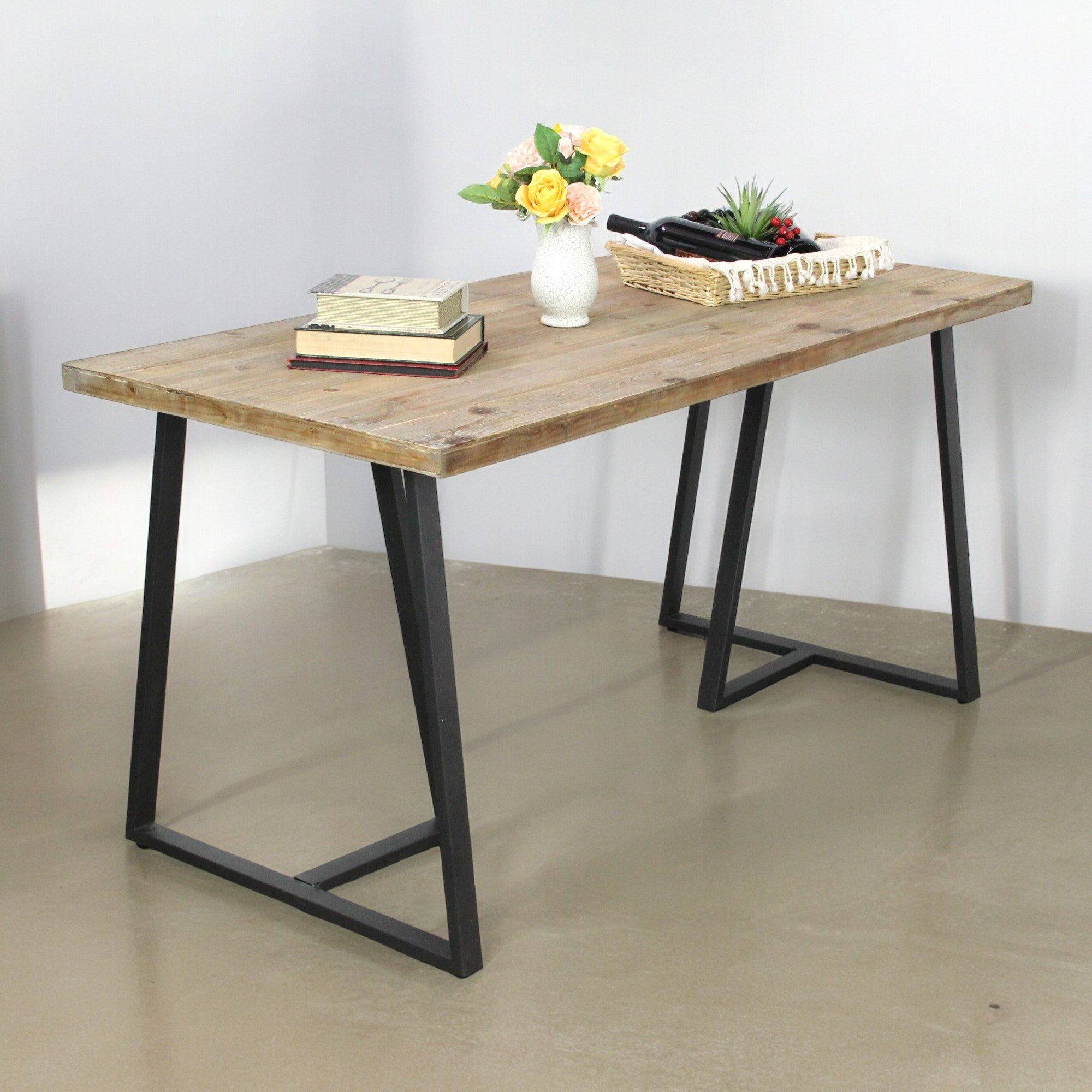 17 Stories Wispridge Wood & Metal T Leg Banquet Table | Wayfair
