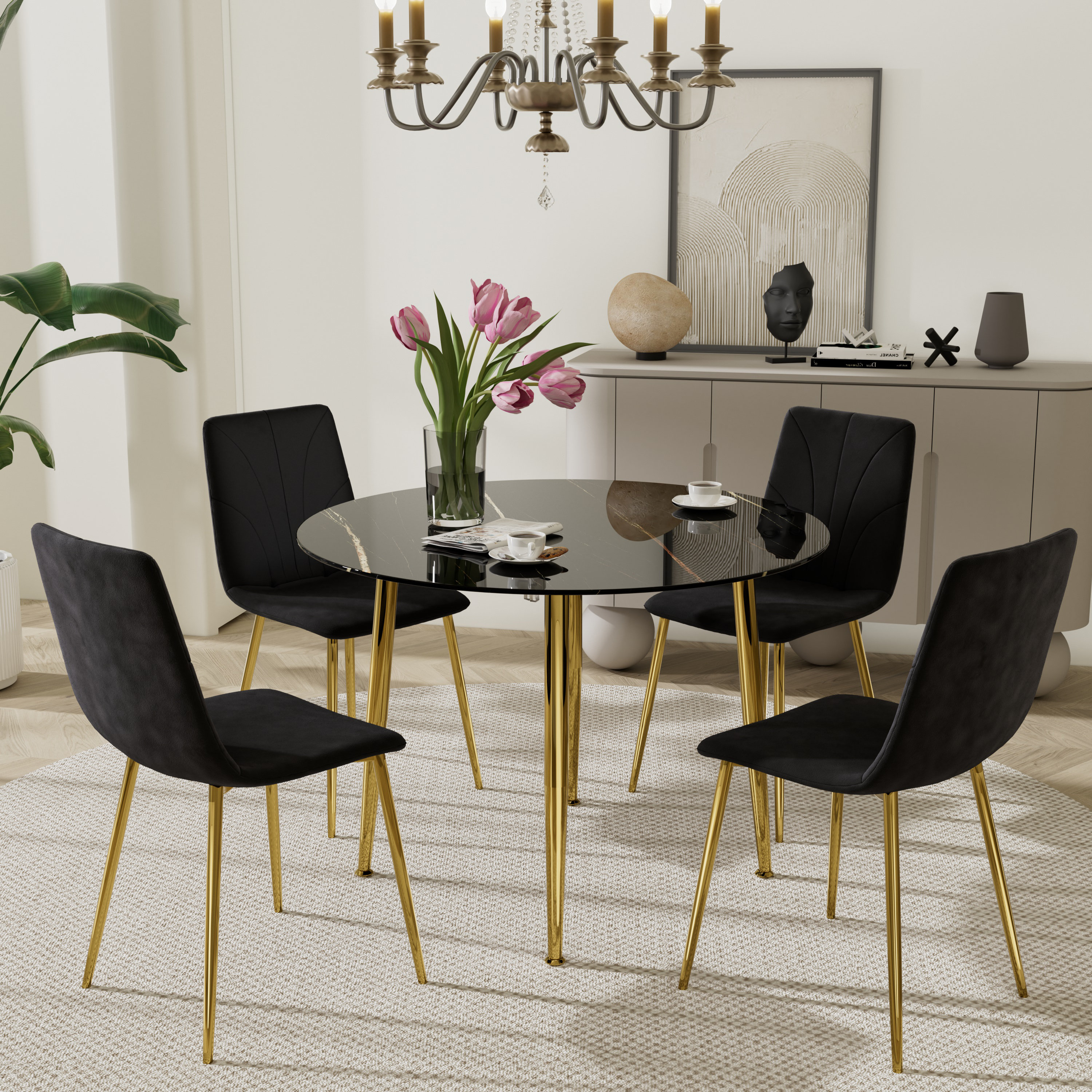 Mercer41 5 - Piece Round Glass Dining Set | Wayfair