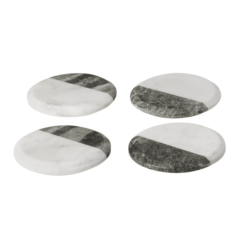 Orren Ellis Two Tone Marble Round Coasters | Wayfair