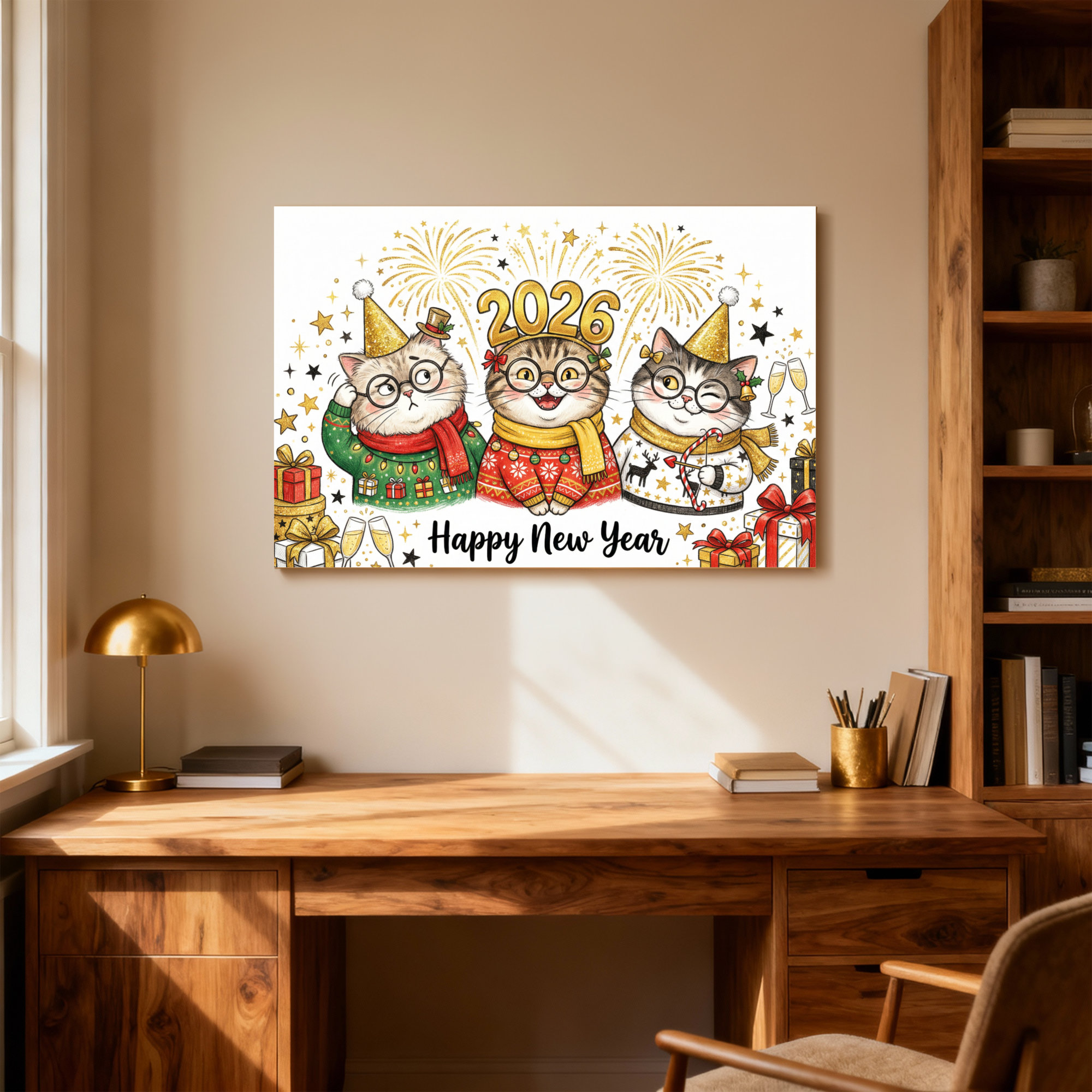 Dakota Fields Animals Cats Celebrate New Year With Gifts And Fireworks ...