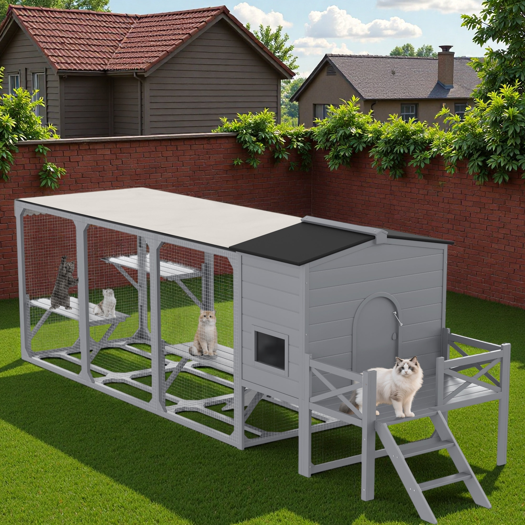 Tucker Murphy Pet™ Outdoor Cat House With Jumping Platforms, Cat Swing ...