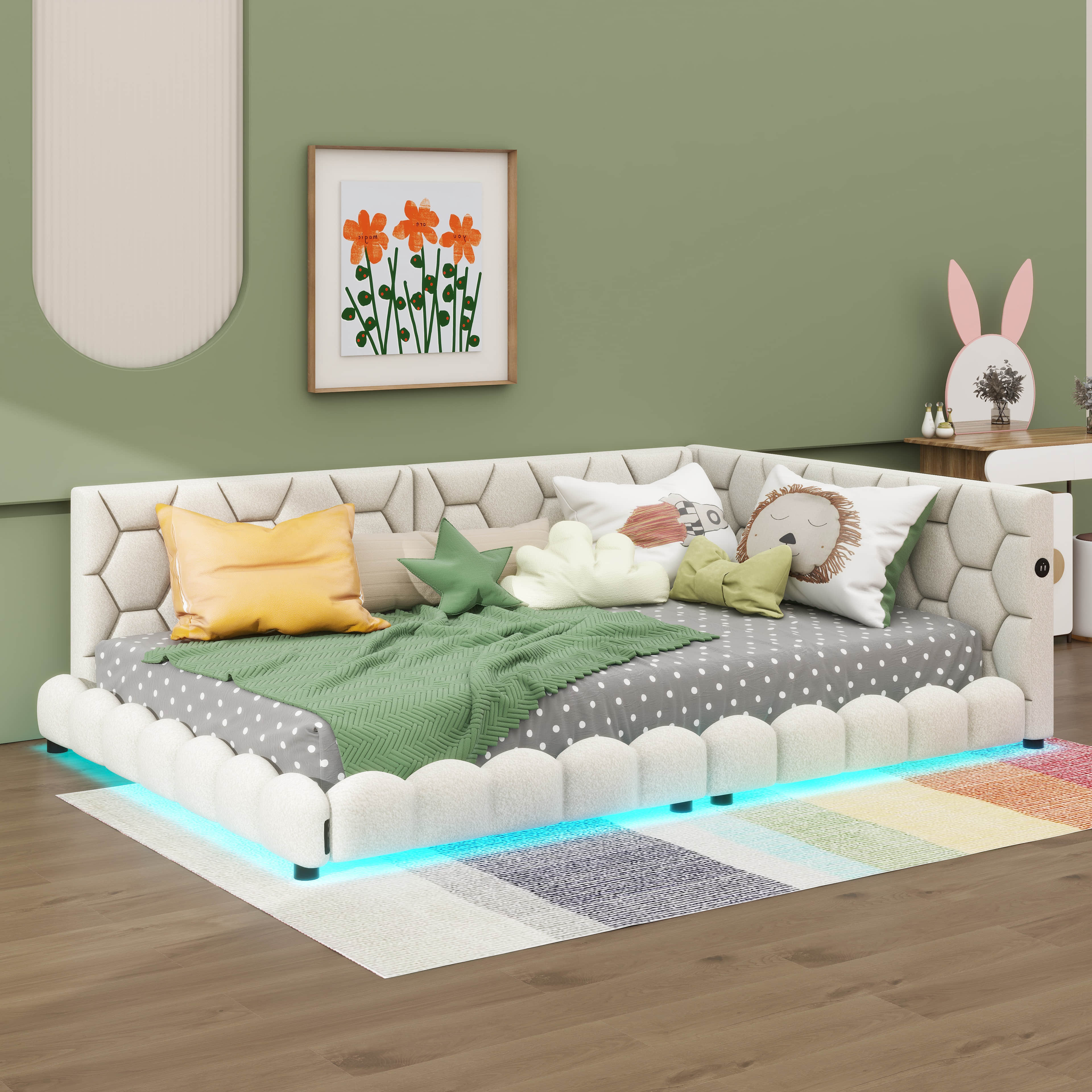 Orren Ellis Full-Size Fully Upholstered Platform Bed With USB Ports ...