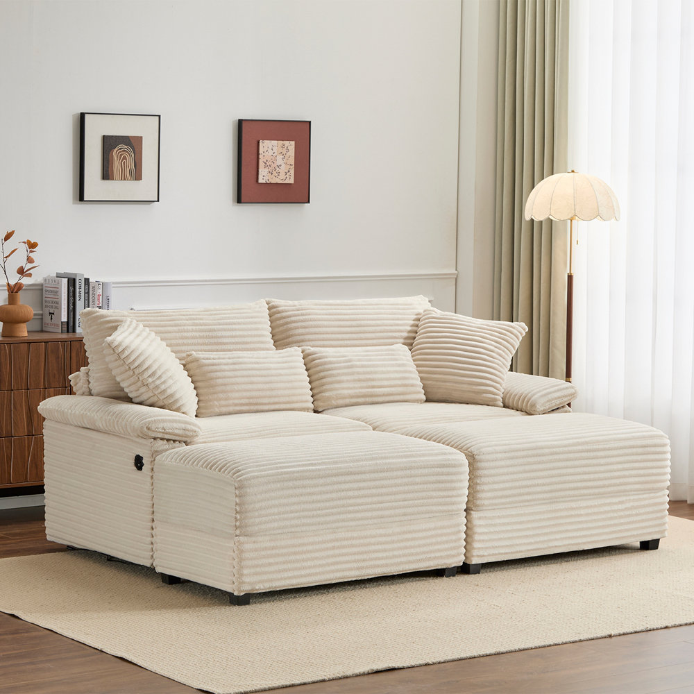 Latitude Run® Double Chaise Lounge Set with Reversible Ottoman - Soft ...