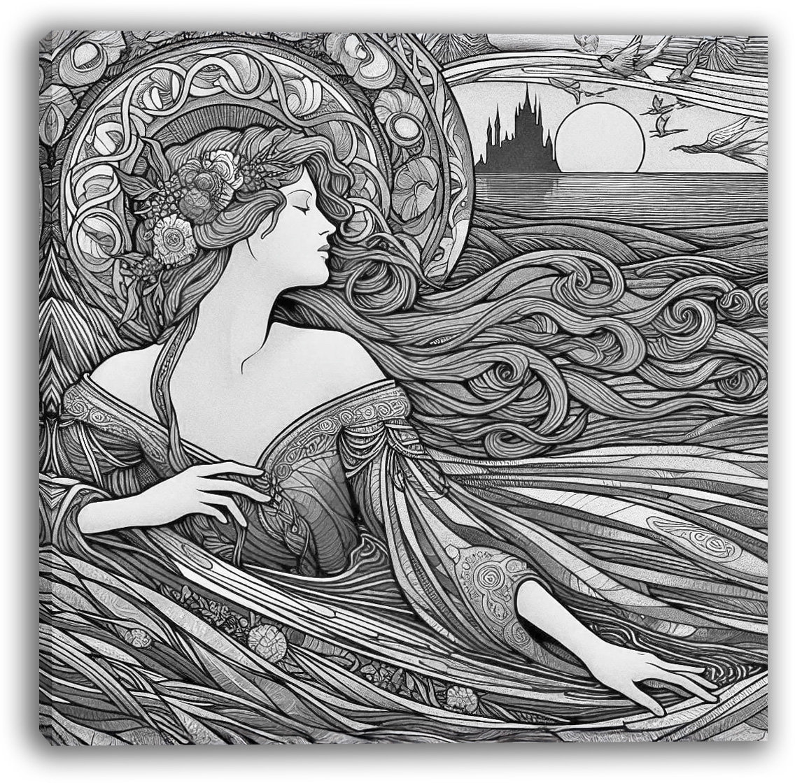 Charlton Home® Ethereal Flow Line Art Illustration Print on Wrapped ...