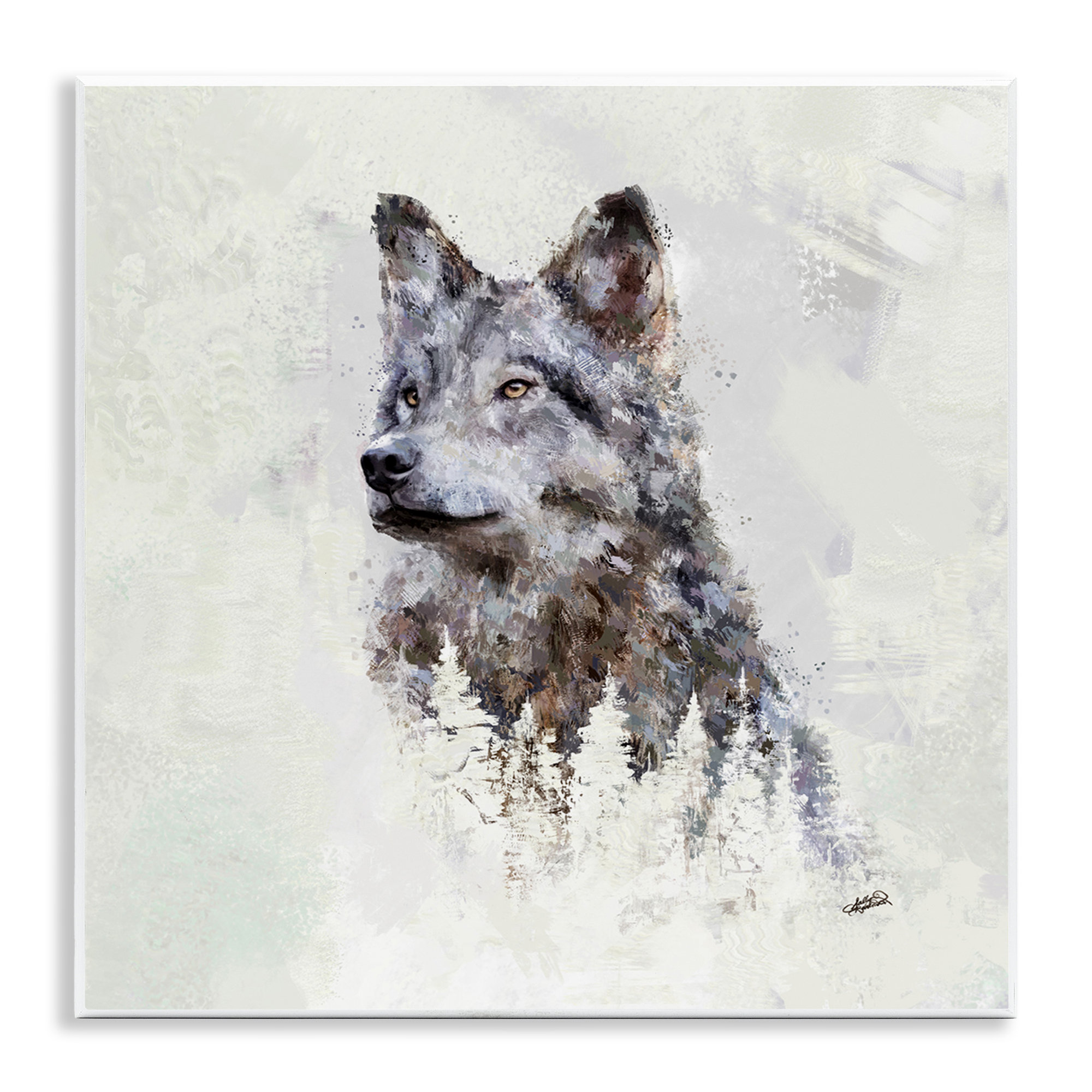 Union Rustic Rustic Wolf & Trees Wall Plaque Art by Sally Kaye Barlow ...