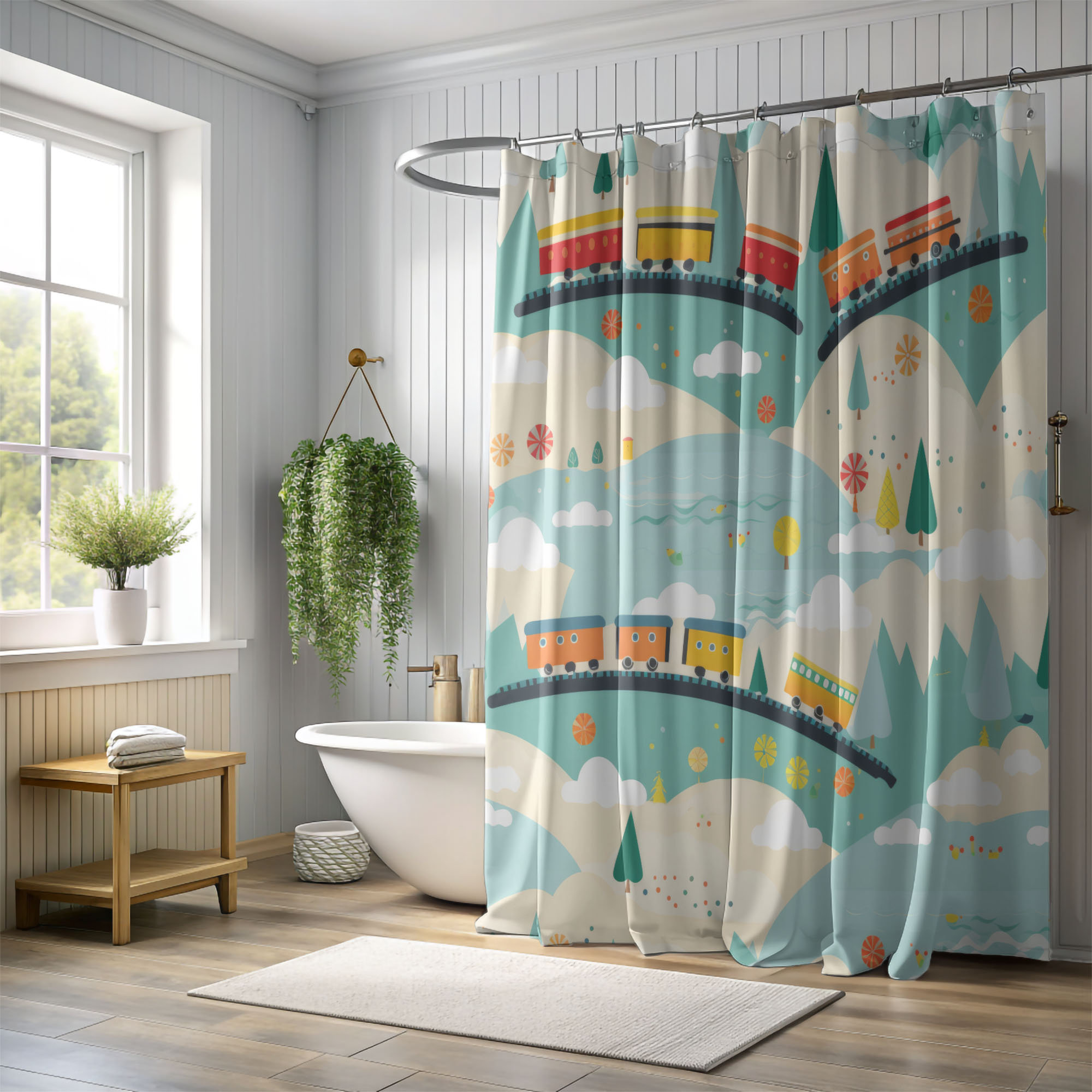 Dovecove Merry Train - Premium Shower Curtain | Wayfair