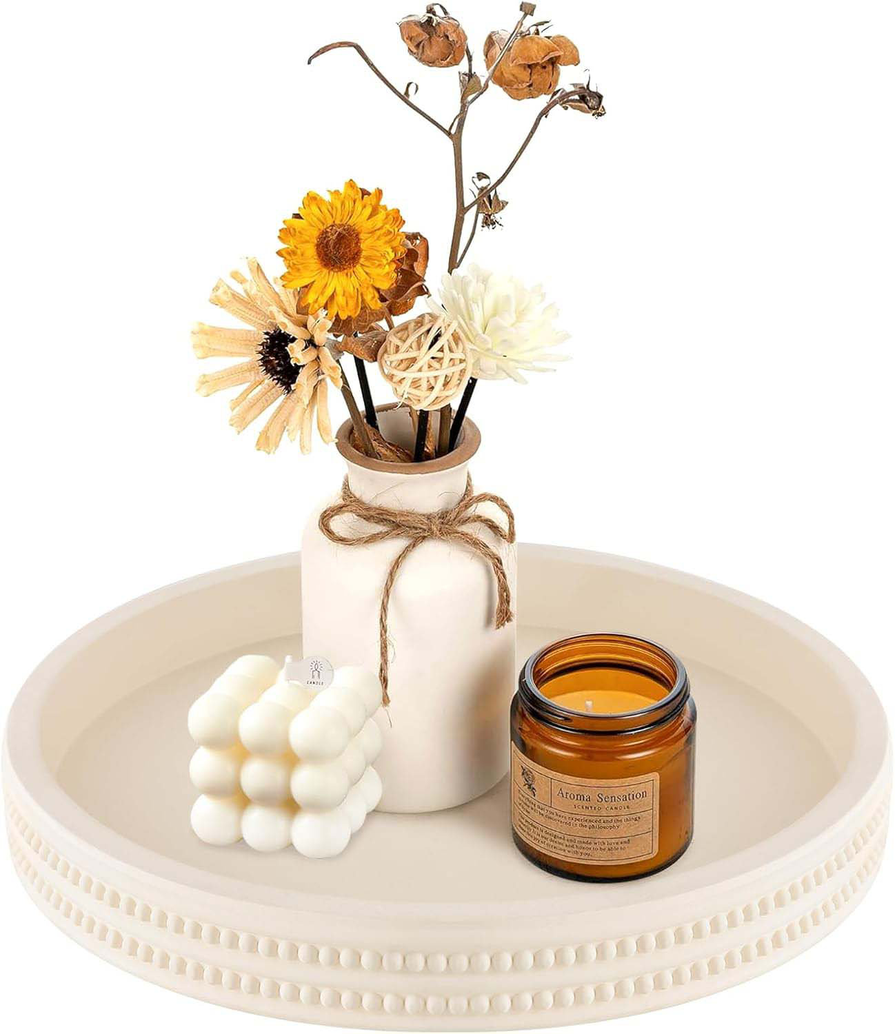 Dakota Fields Round Tray For Coffee Table Decor-Concrete Decorative ...