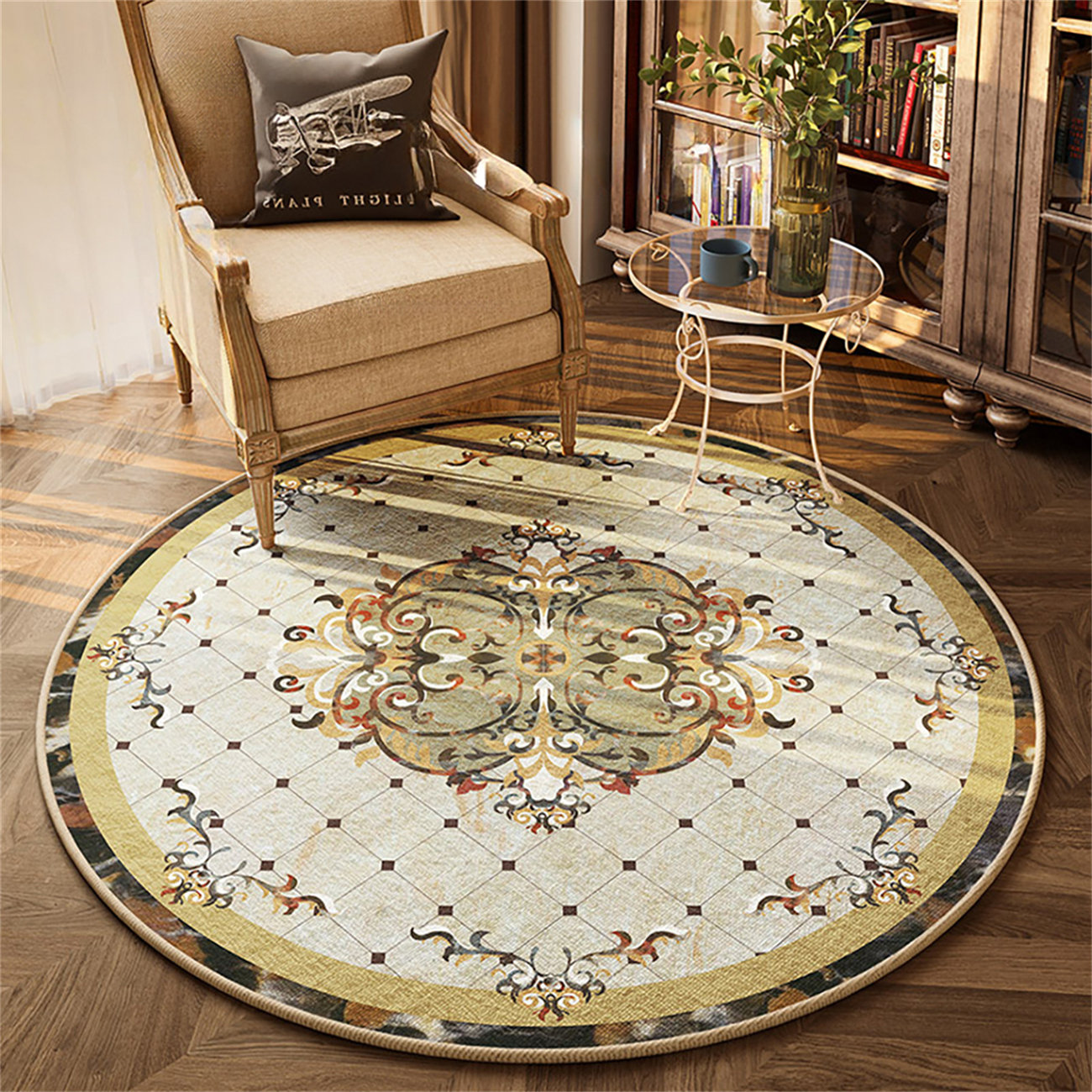 Alcott Hill® Vintage Round Rug - Premium Coffee Table Rug For Living ...