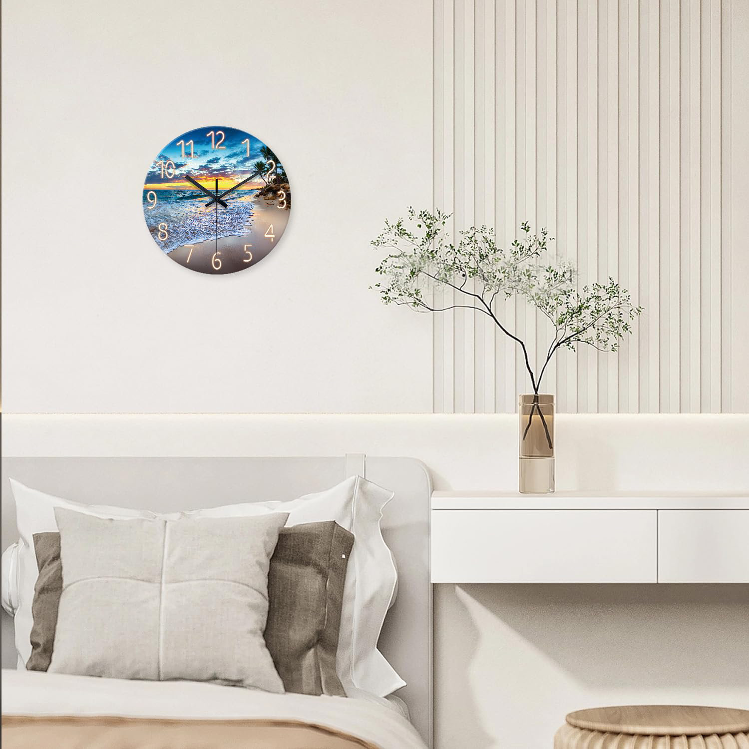 Bay Isle Home™ Beach Clocks Wall Decor Glass Modern Coastal Wall Clock ...