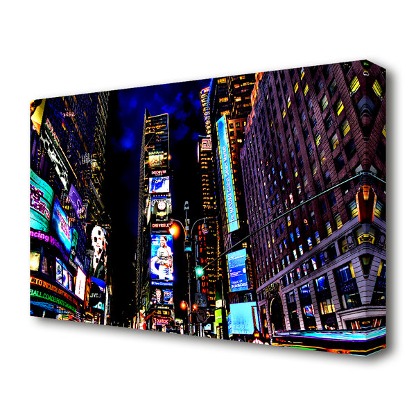 East Urban Home New York Times Square Blue Sky's At Night - Wrapped ...
