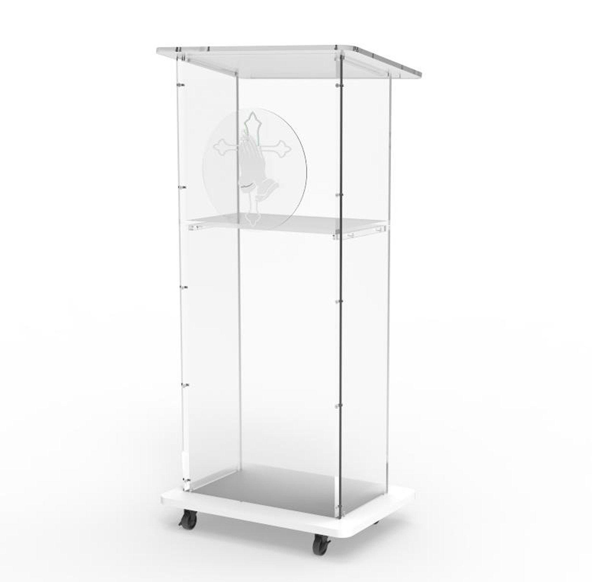 FixtureDisplays Clear Acrylic Podium Pulpit Lectern 23" x 16" x 46.3 ...