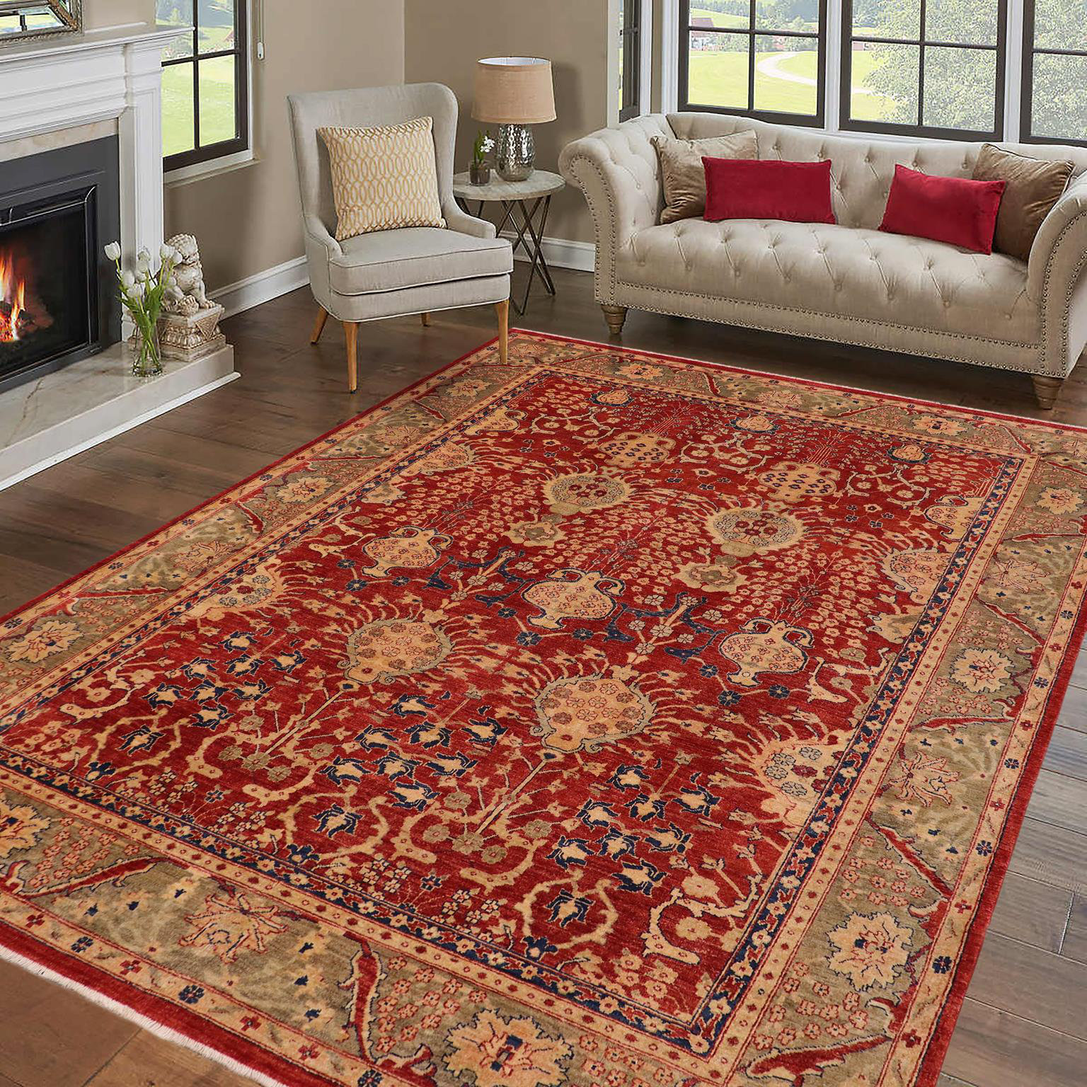 Isabelline One-of-a-Kind 9'1'' x 11'8'' 2000s Area Rug in Red/Green by ...