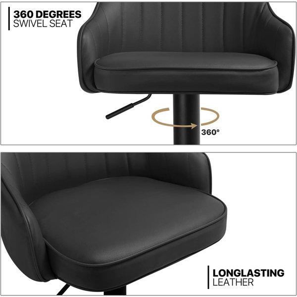 Hokku Designs Modern Shell Back Bar Stools PU Leather Counter Height ...