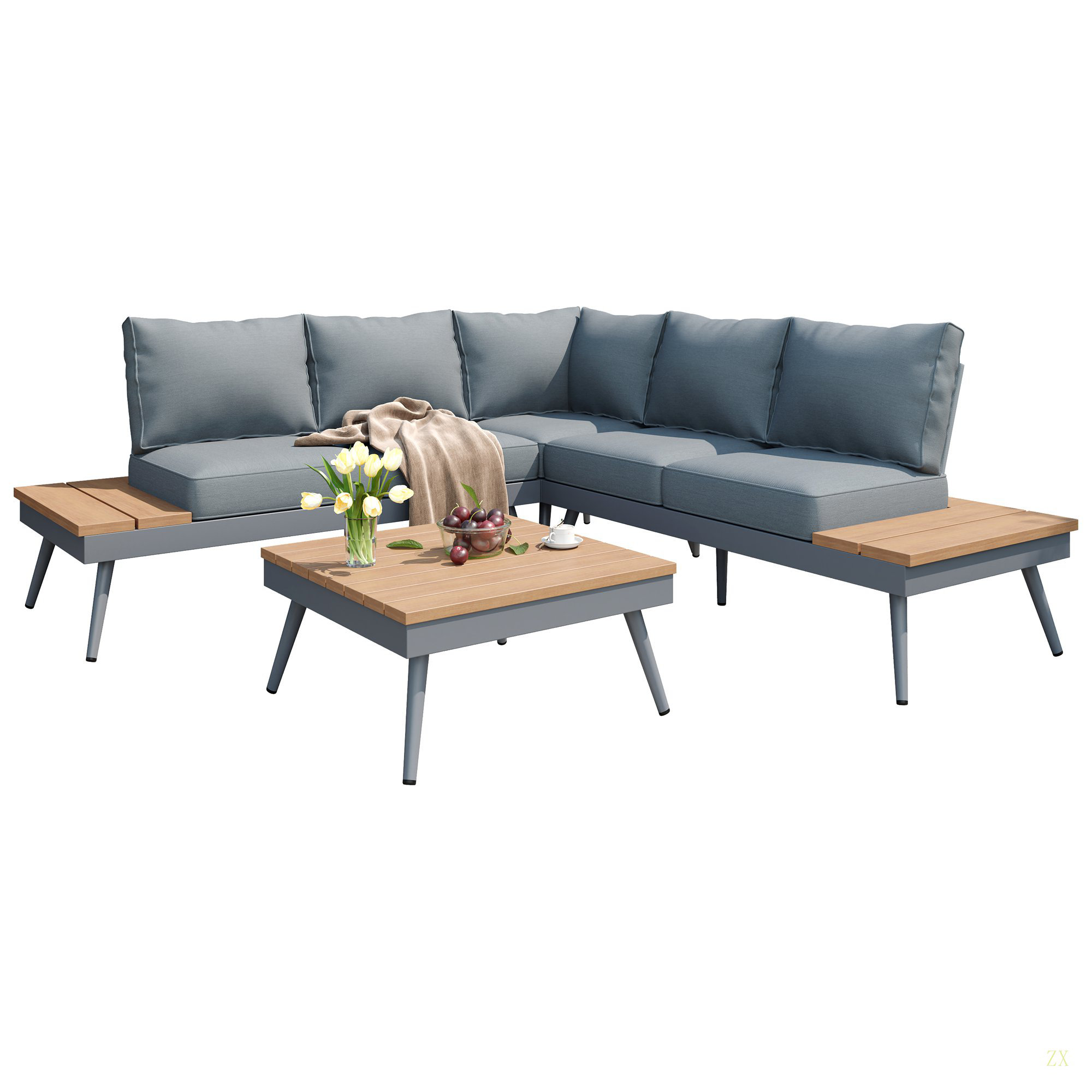 Latitude Run® Outdoor V-Shaped 4-Piece Alum Patio Sofa Set | Wayfair