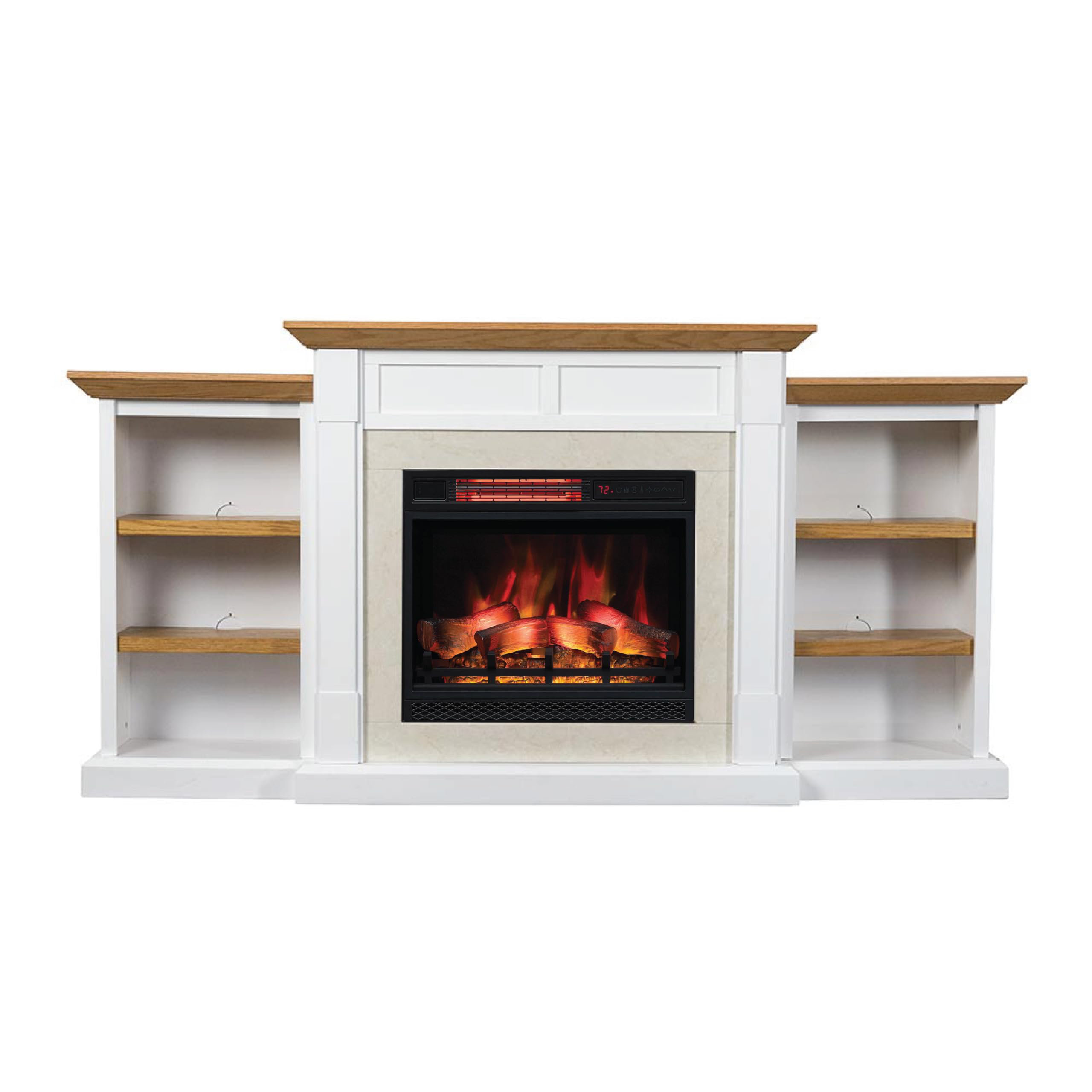 Country Living Belhaven 74 Inch Bookcase Mantel Package | 23 Inch Smart ...