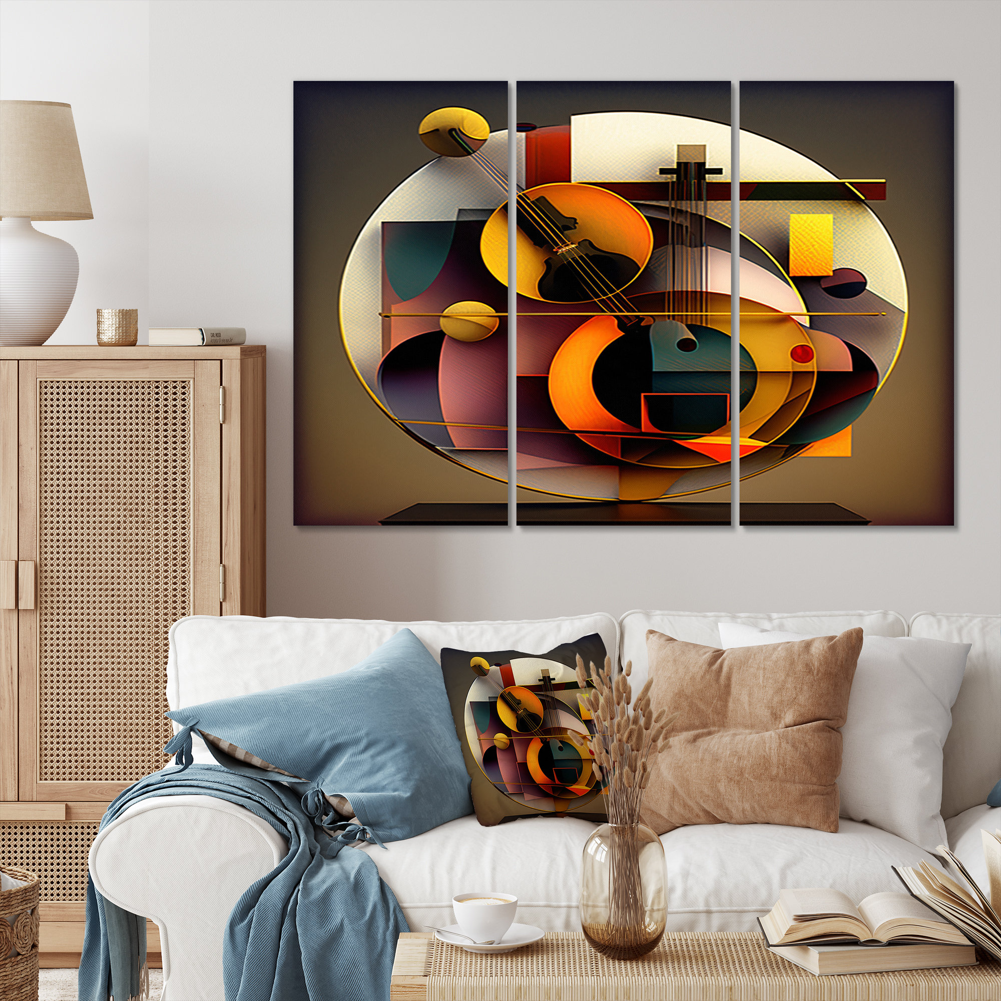 Design Art Abstract Retro Guitar Geometric Musical Symphony - Music ...
