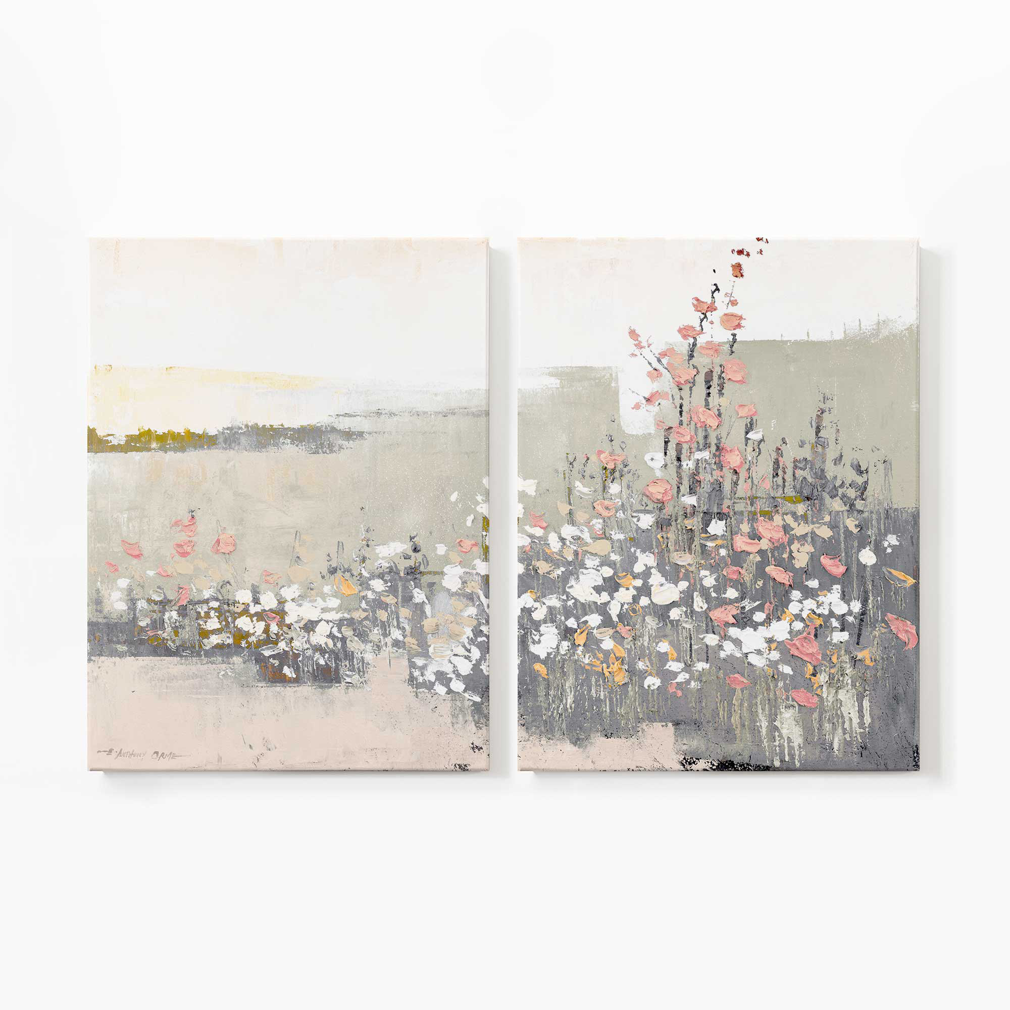 Frametolia Floral Haze | 2 Panel Split Large Canvas Print | Wayfair