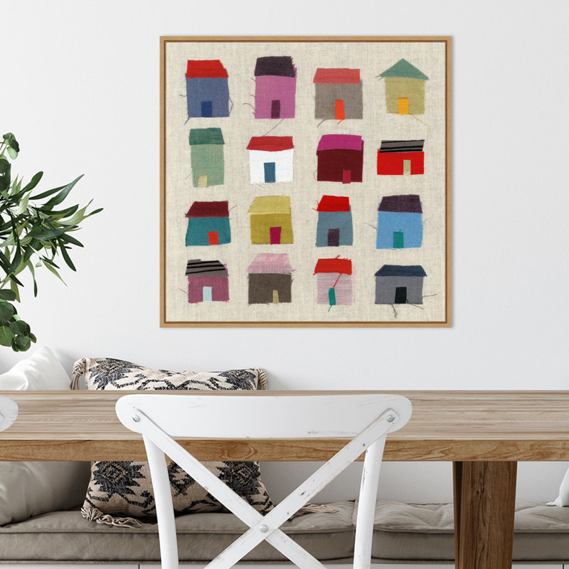 Birch Lane™ Houses By Jenny Frean Framed Canvas Wall Art Print | Wayfair