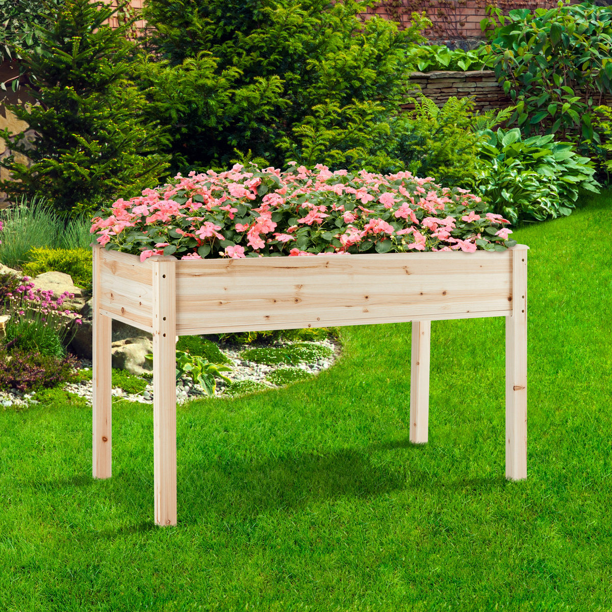 Gracie Oaks Raised Garden Bed, Elevated Wood Planter Box Stand ...
