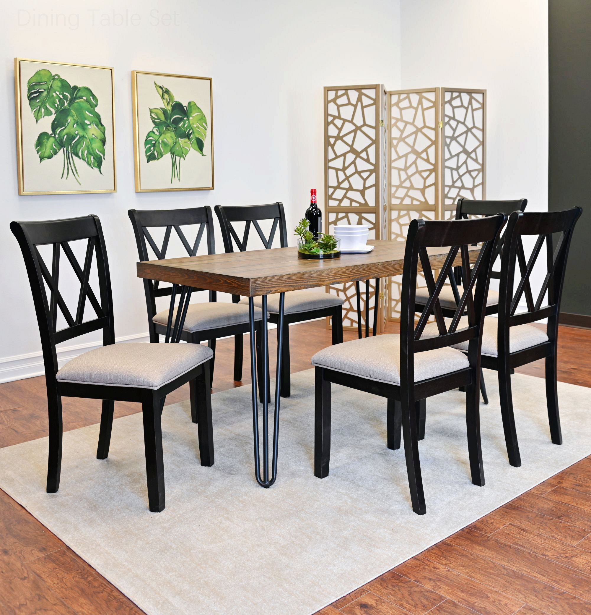 Breakwater Bay 7-Piece Dining Table Set, Dining Table With 6 Cross-Back ...