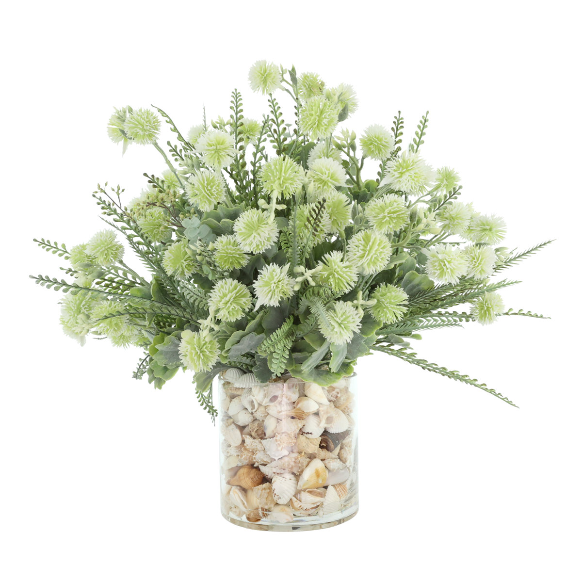 Creative Displays, Inc. Eucalyptus With Pom Poms In Shell Vase ...