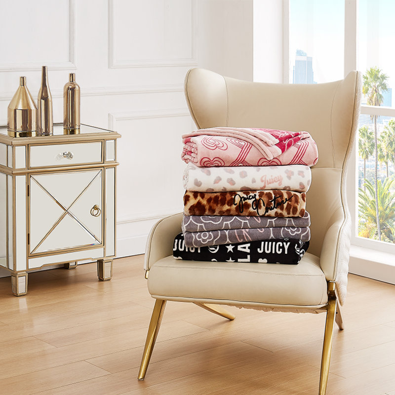 Juicy Couture Flower Grid Plush & Cozy Throw Blanket - 50" x 70" | Wayfair