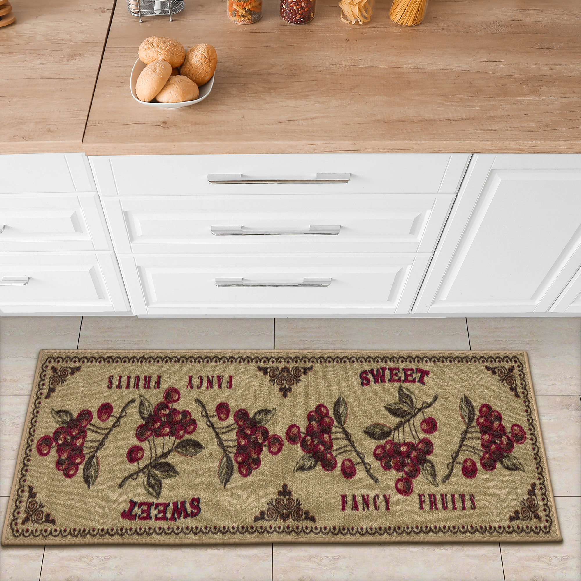 Ottomanson Siesta Non-Slip Rubberback Fruits Kitchen Runner Rug ...