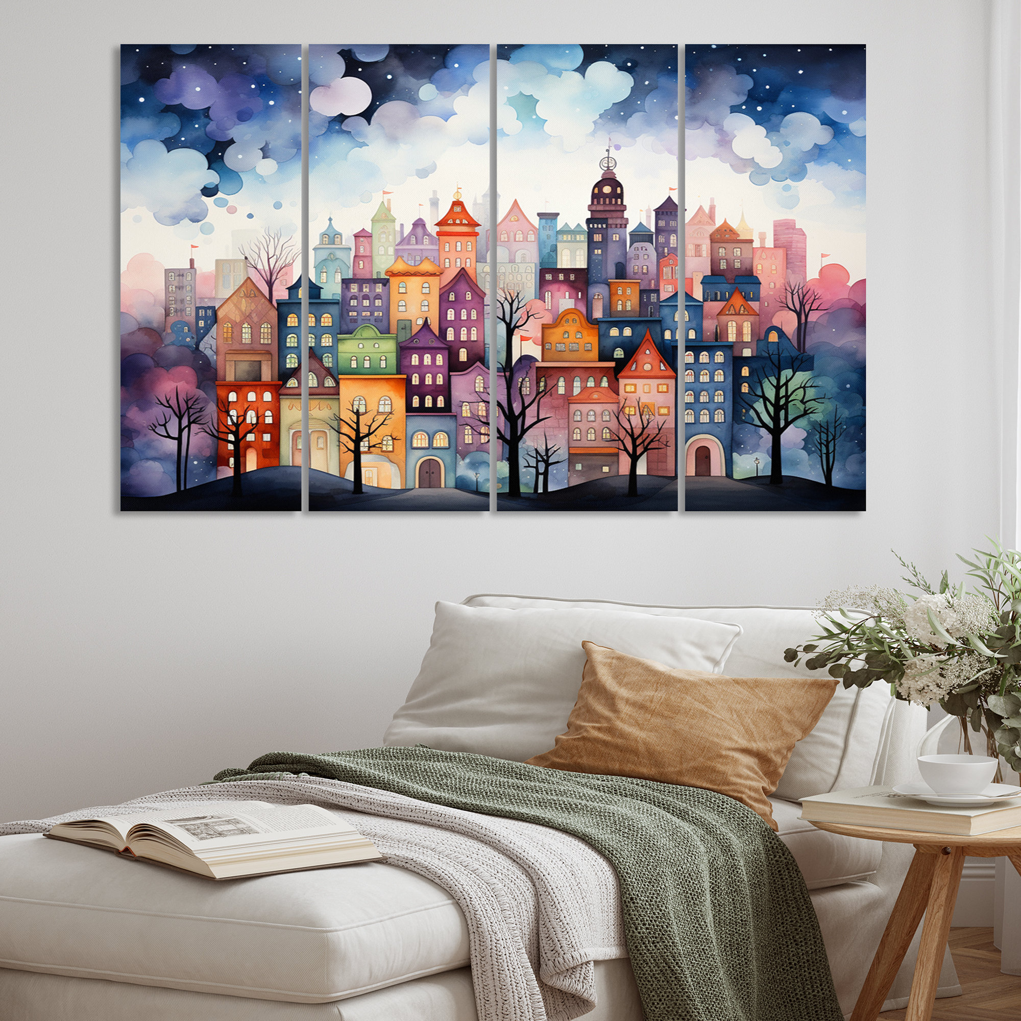 Design Art Bold Cityscape Urban Fog II - Cityscapes Canvas Art Print ...