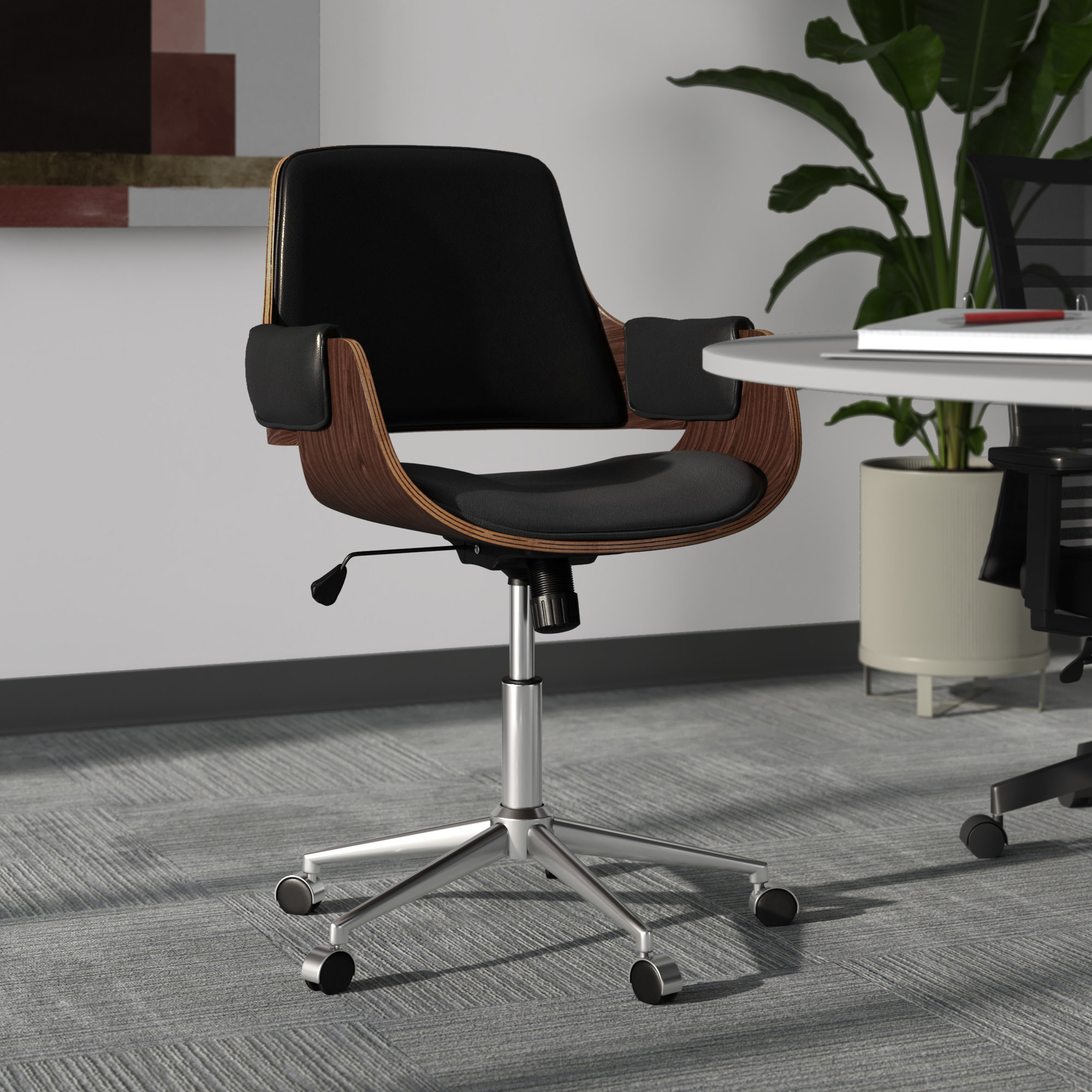 Corrigan Studio® Faux Leather Task Chair - Black & Reviews | Wayfair