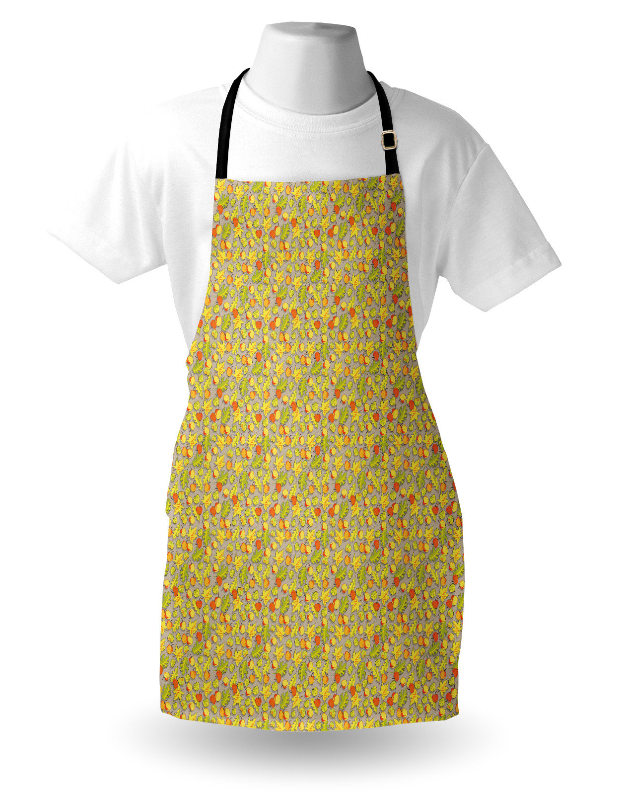 Bungalow Rose Natural Apron Unisex Apples Along Autumn Leaves Adult ...