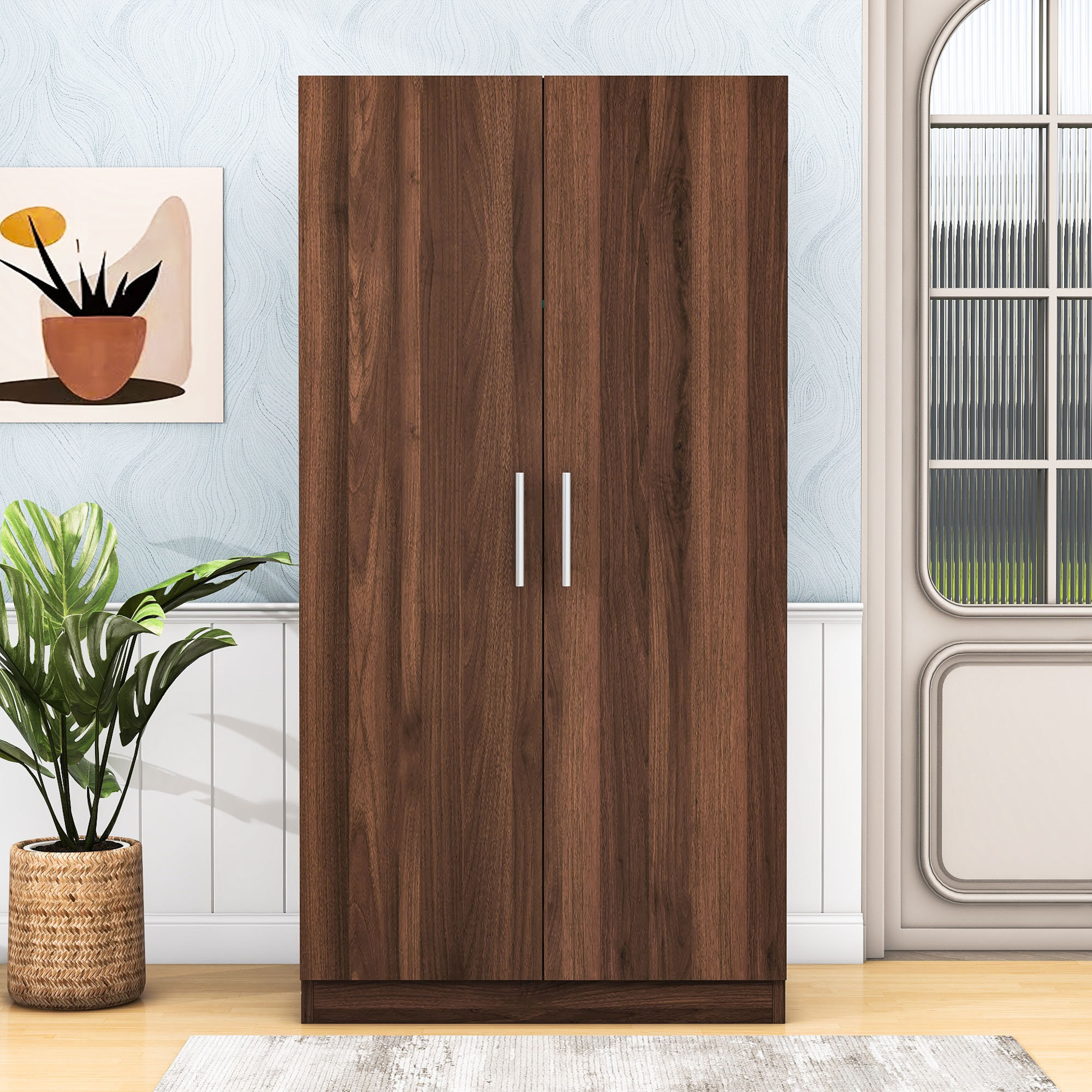 SIMPLE SIGNMAN SYSTEMS, INC. Wood Wardrobe Armoire with 2 Doors ...
