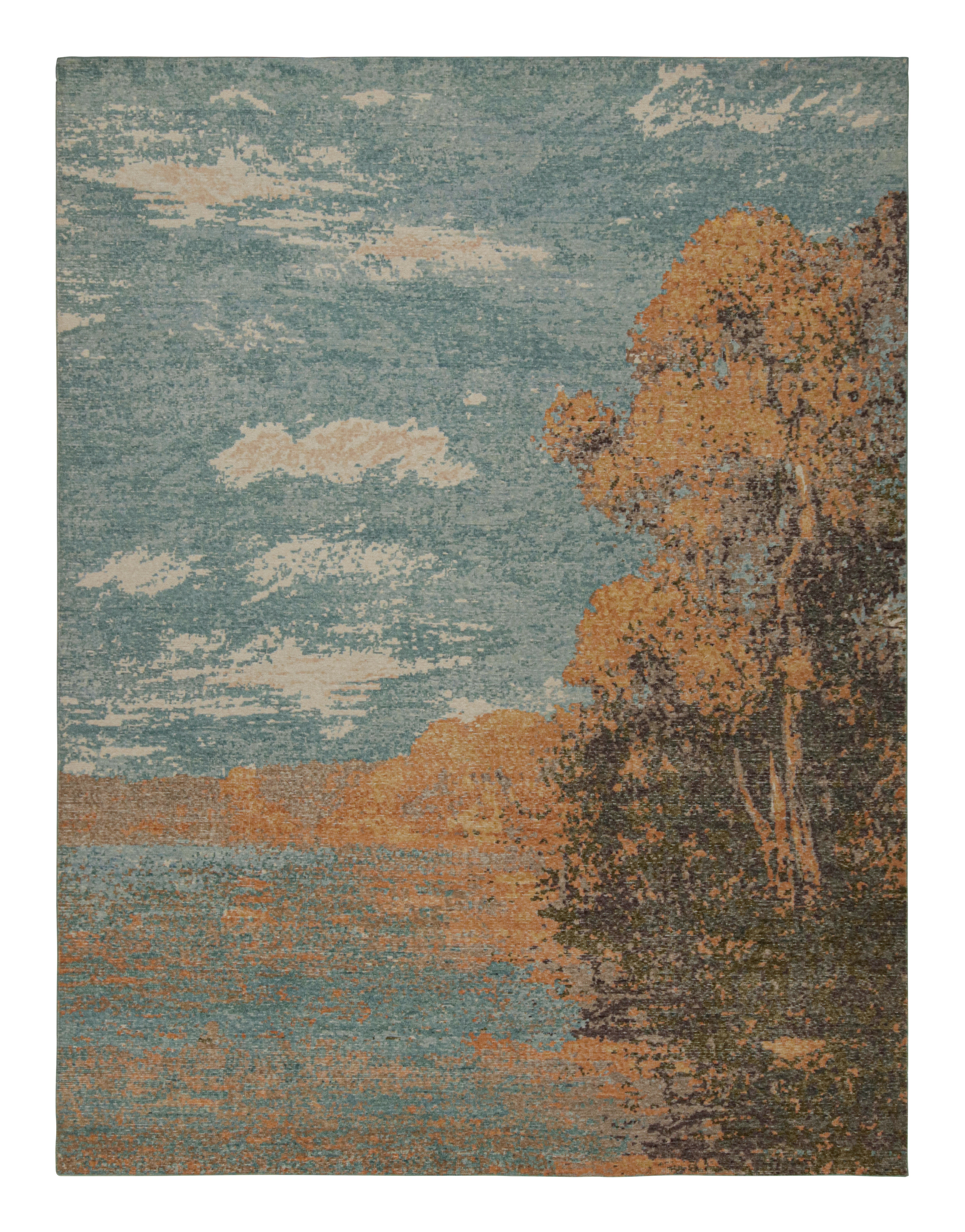 Rug & Kilim’S Contemporary Pictorial Rug In Sky Blue, With Scenery ...