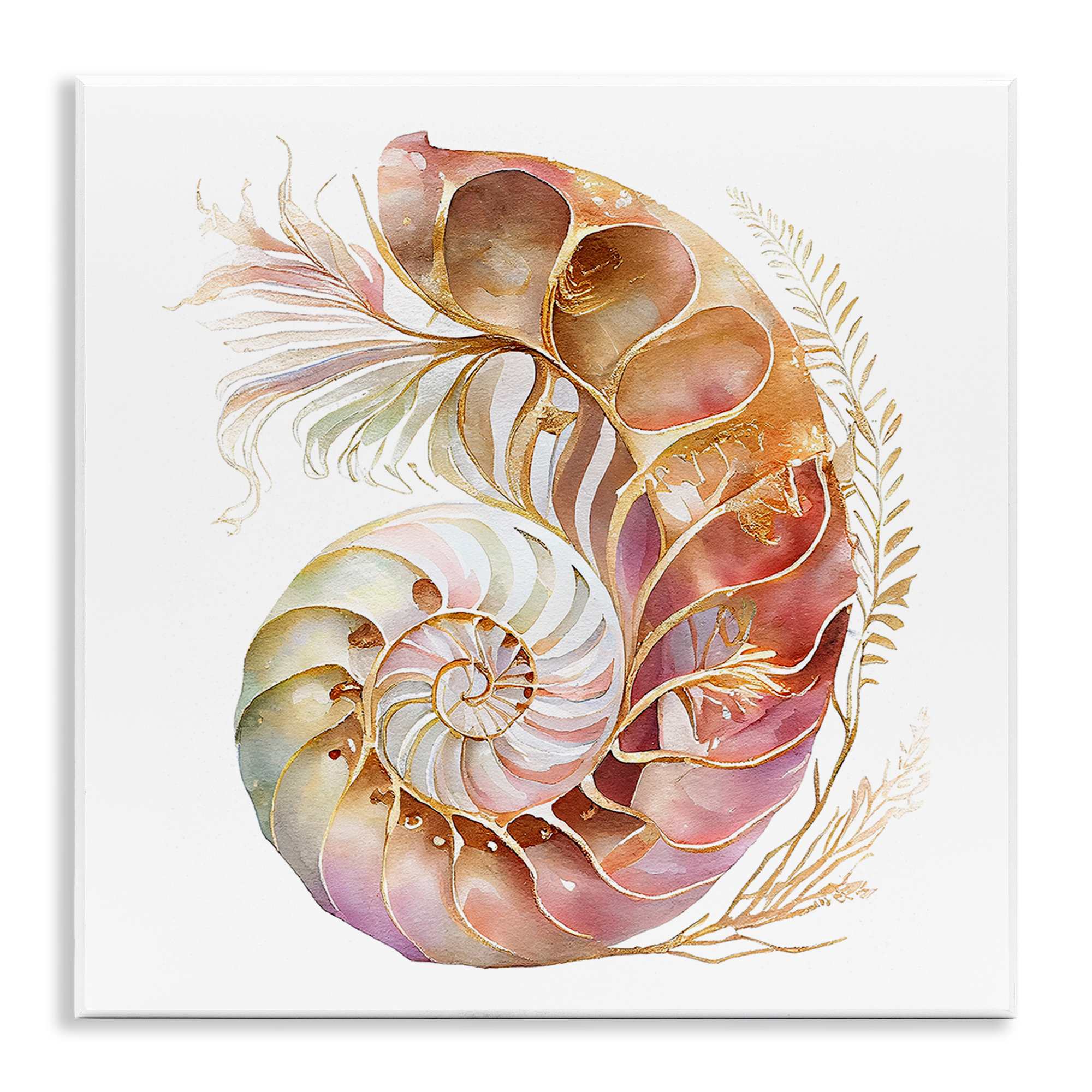 Ebern Designs Curled Nautilus Pattern Wall Plaque Art by Birch&Ink ...