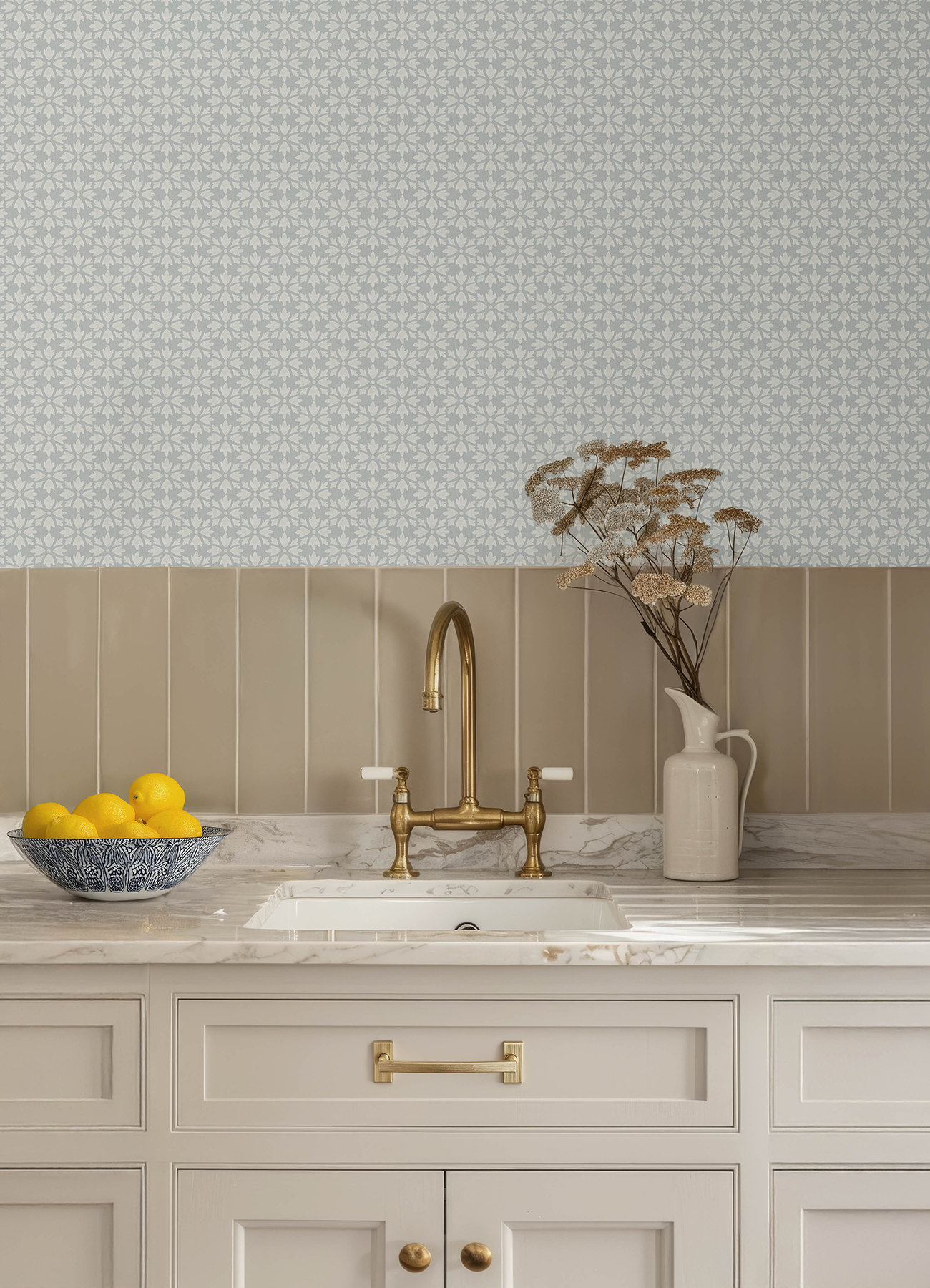 Lark Manor™ Phlox Khaki Floral Stamp Wallpaper - Wayfair Canada