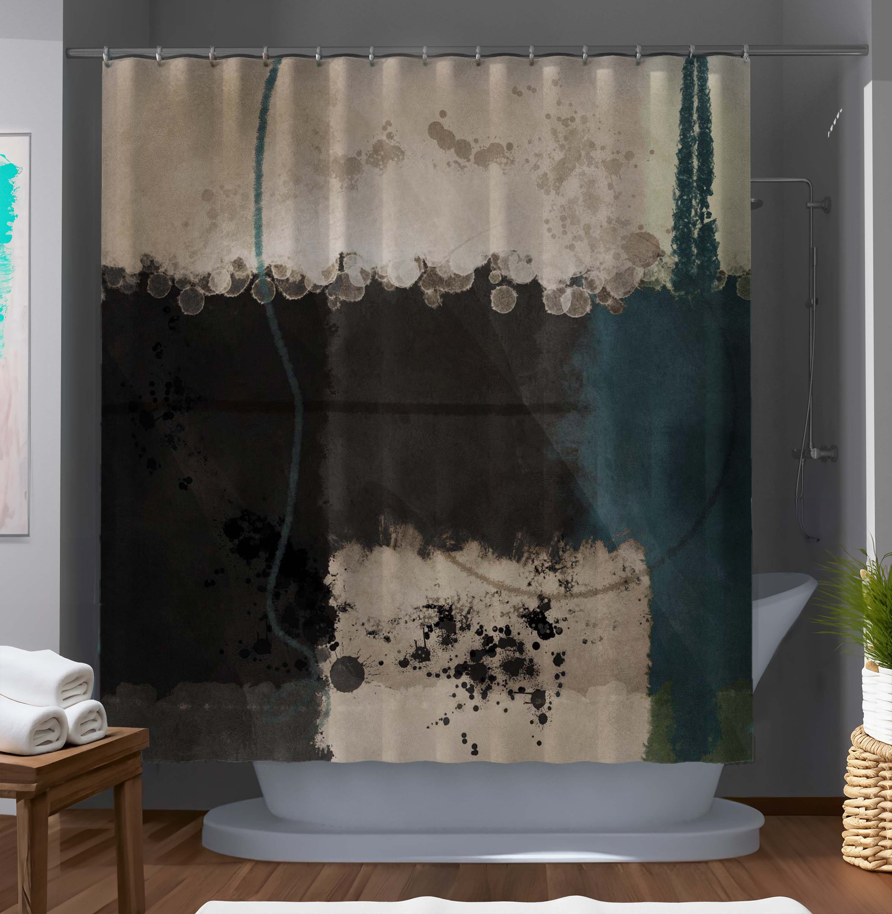 East Urban Home Bissette Abstract Shower Curtain | Wayfair