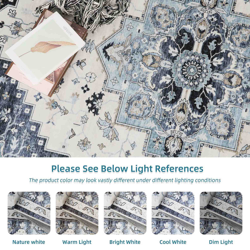 VOLBUR Oriental Medallion Non-Slip Stain-Resistant Kitchen Mat | Wayfair