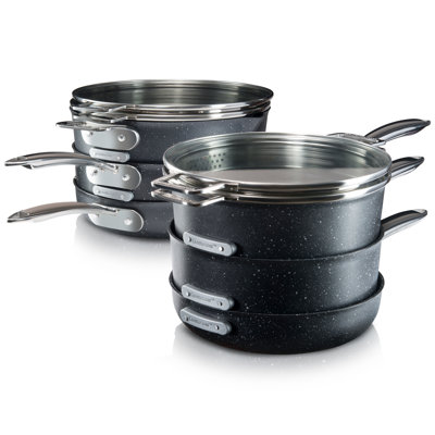 Granitestone Stackable Space Saving 10 Piece Aluminum Non Stick ...
