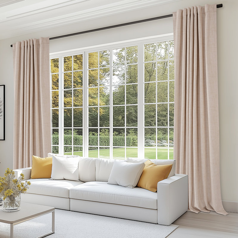 Latitude Run® 100% Blackout Linen Textured Curtains Solid Thermal ...