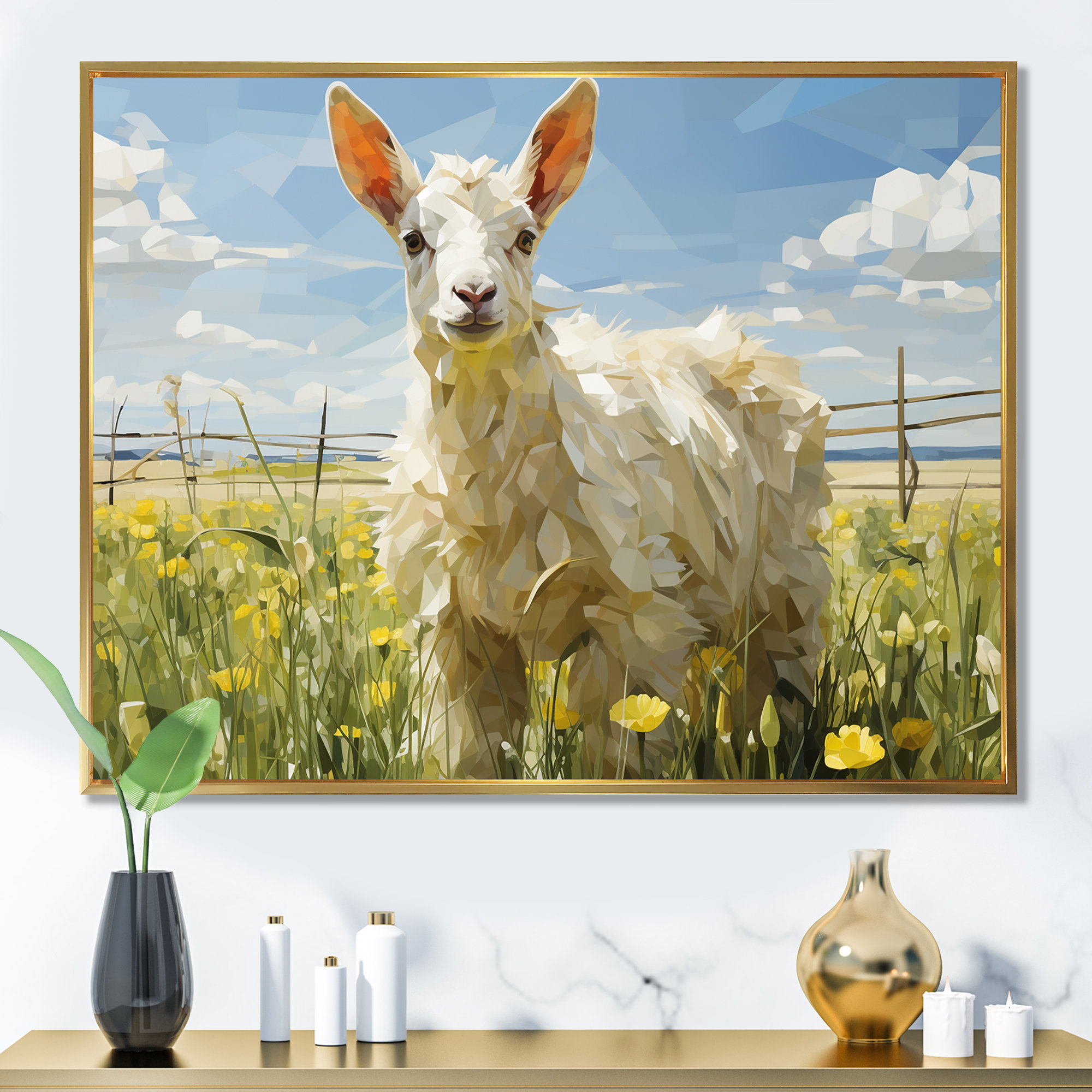 August Grove® Goat Pasture Patterns II - Goat Animal Wall Art | Wayfair
