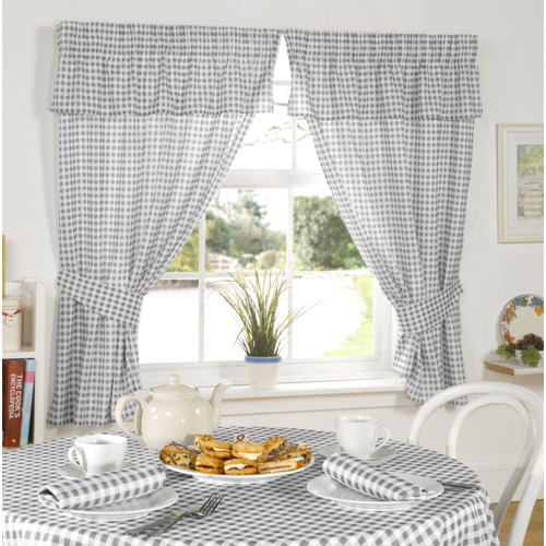 Etta Avenue Molly Gingham Ruffled 116cm Kitchen Curtain & Reviews ...